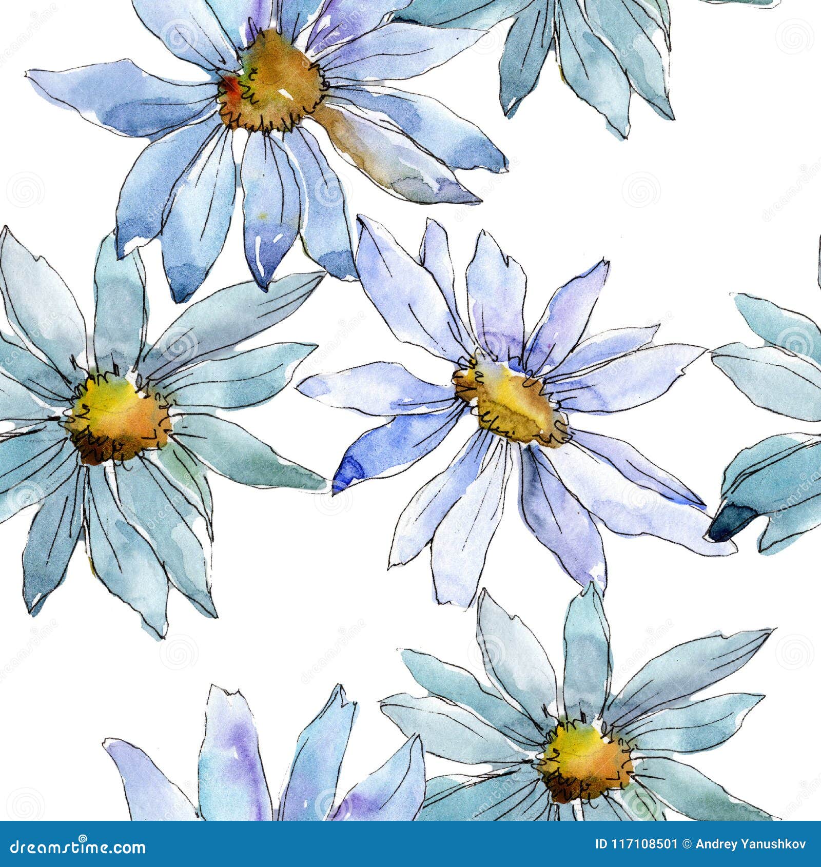 White Daisy. Seamless Background Pattern. Fabric Wallpaper Print ...