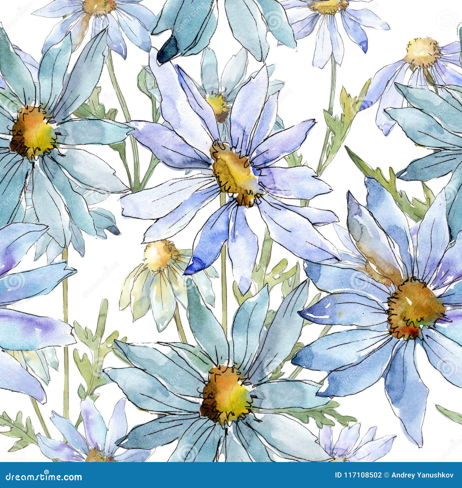 White Daisy. Seamless Background Pattern. Fabric Wallpaper Print ...