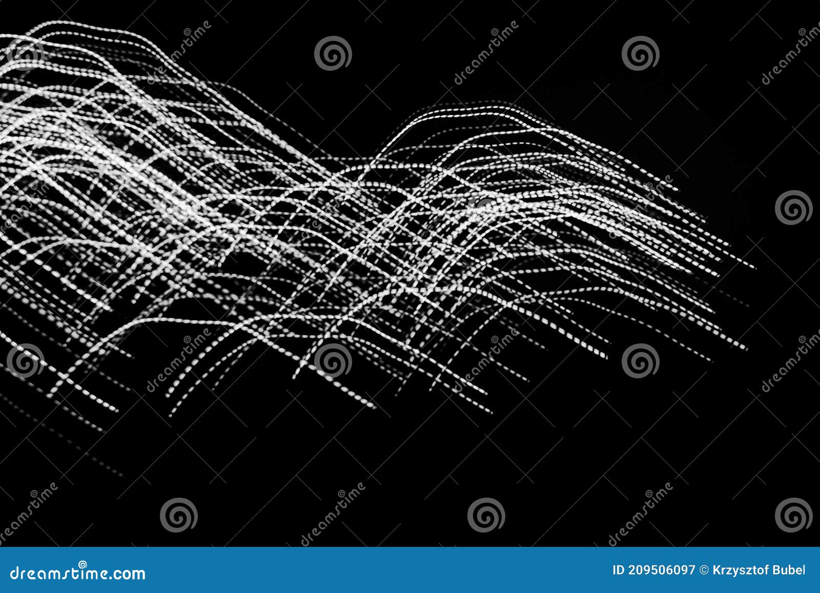 White Dashed Lines of Lights on a Black Background Stock Image - Image ...
