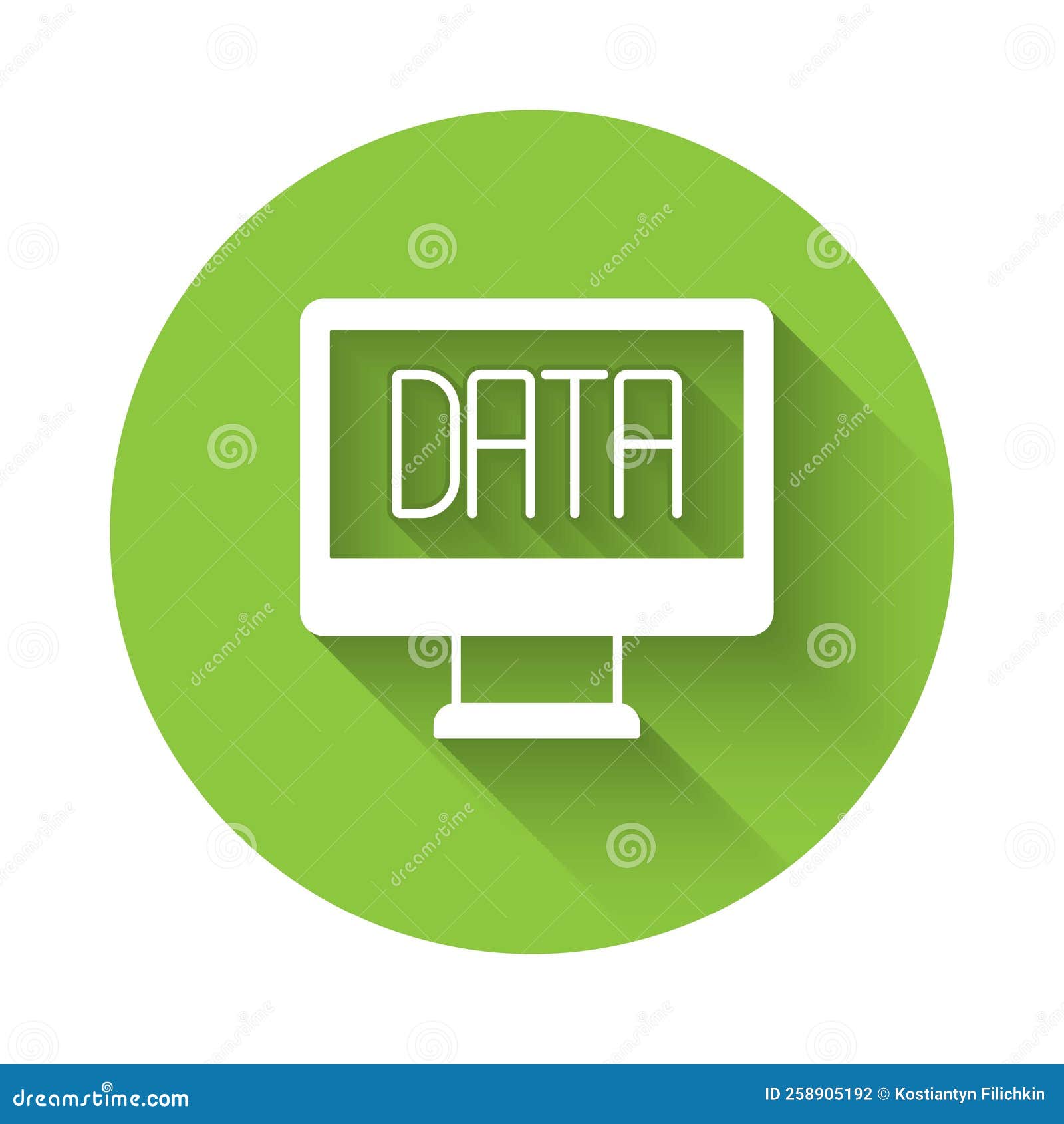 White Data Analysis Icon Isolated with Long Shadow Background. Business ...