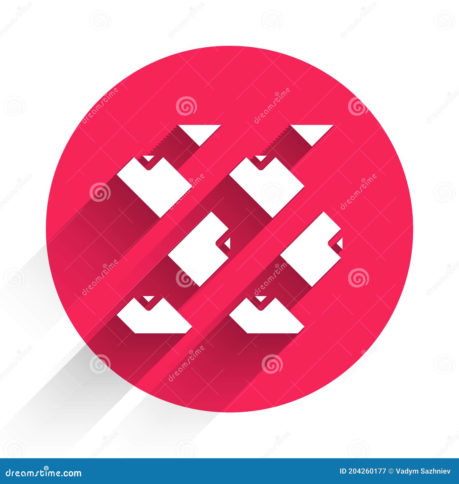 White Data Stream Icon Isolated with Long Shadow Background. Red Circle ...