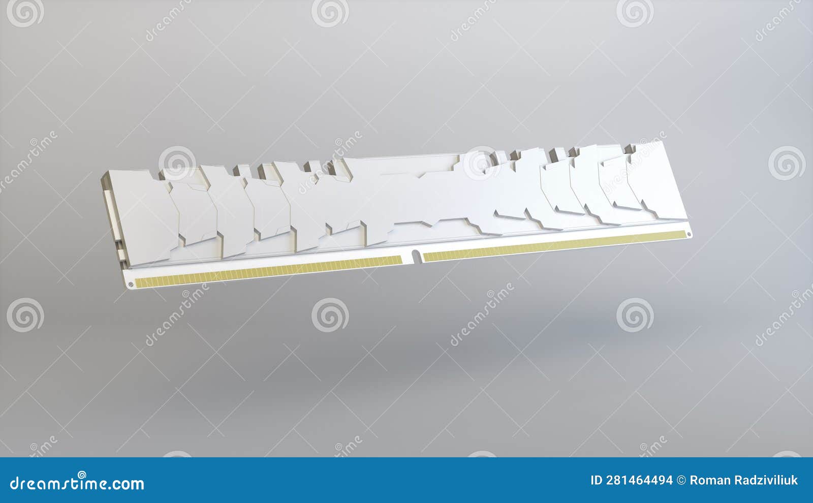 White DDR4 RAM with Golden Connectors on a Gray Studio Background ...