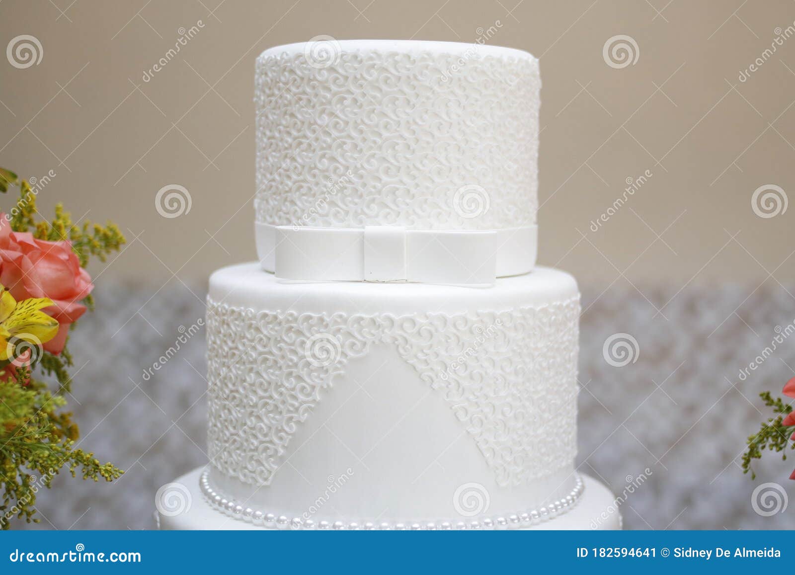 White decorated party cake stock image. Image of celebration - 182594641