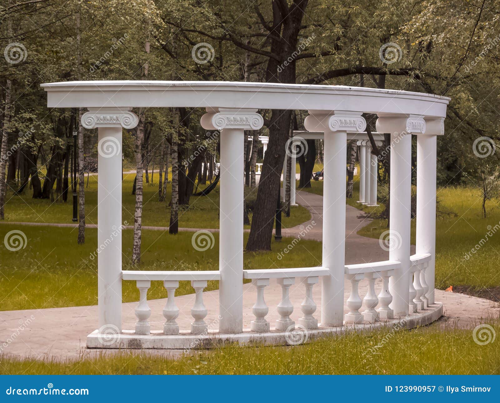White Decorative Columns in the Park Stock Image - Image of style, park ...