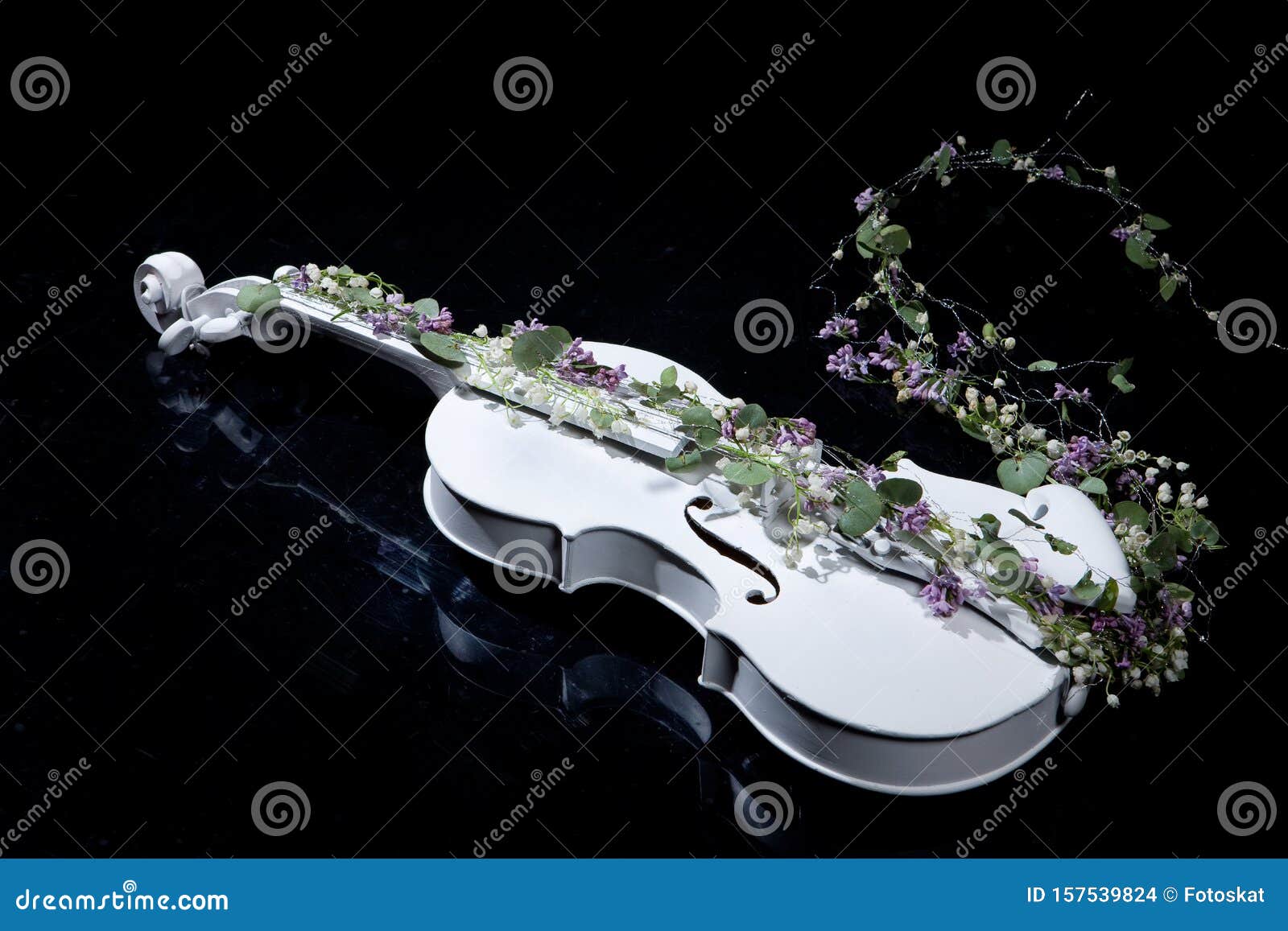 Violin and Flowers stock photo. Image of branch, classical - 157539824