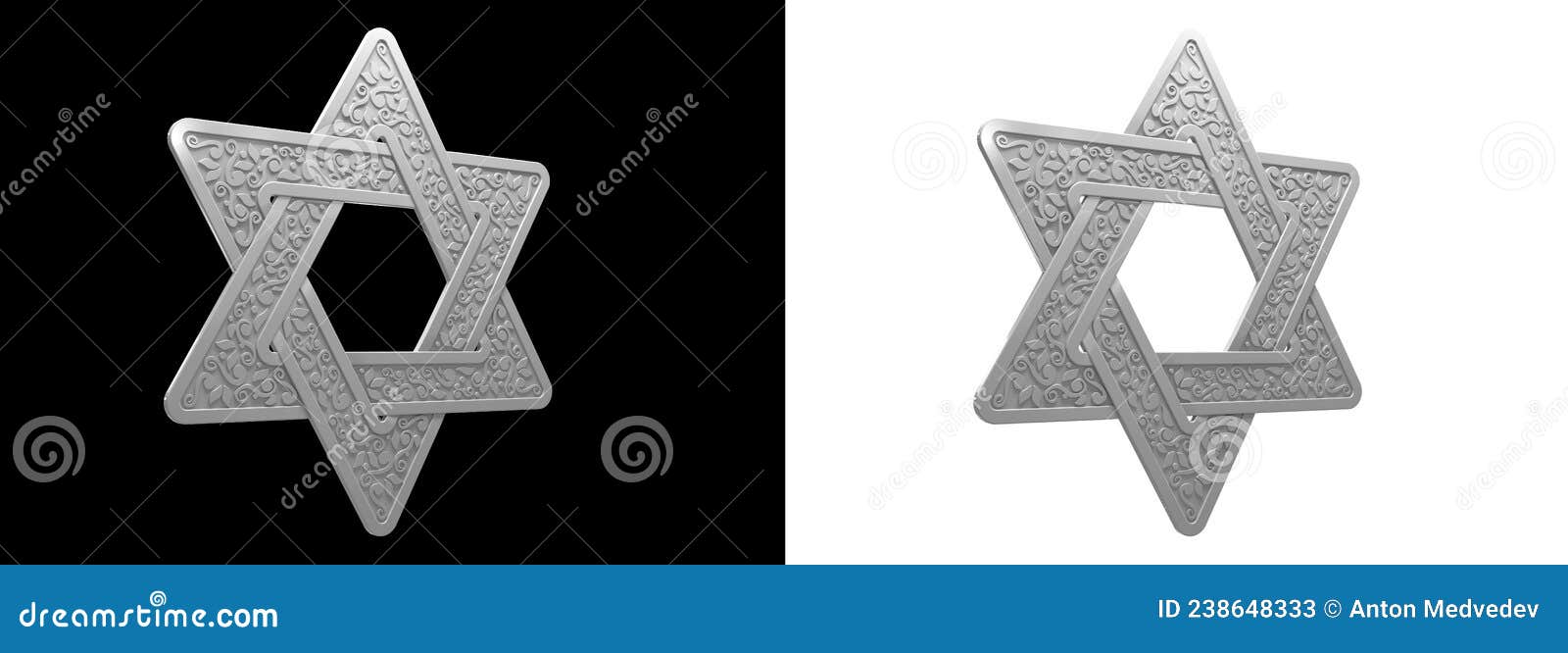 White Decorative Weave David Star Isolated, Object 3D Rendering Stock ...