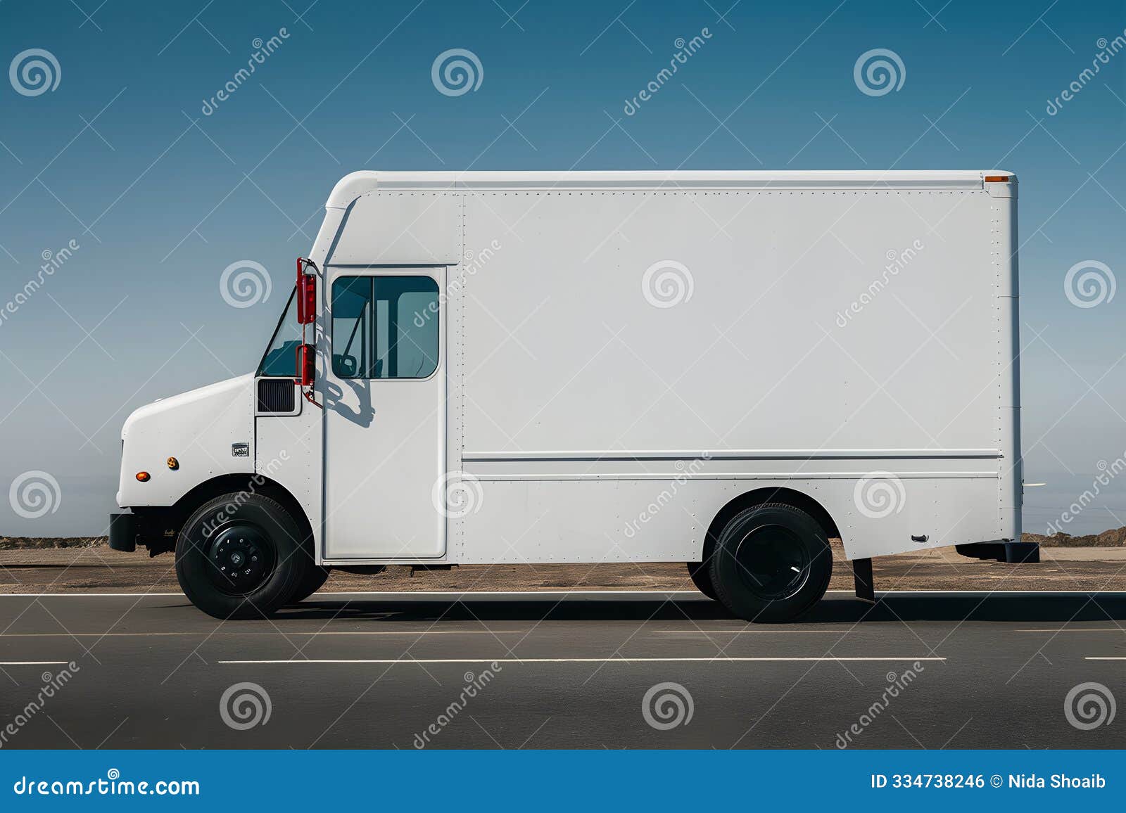 White Delivery Truck with Large Rectangular Cargo Box, Sleek Design ...