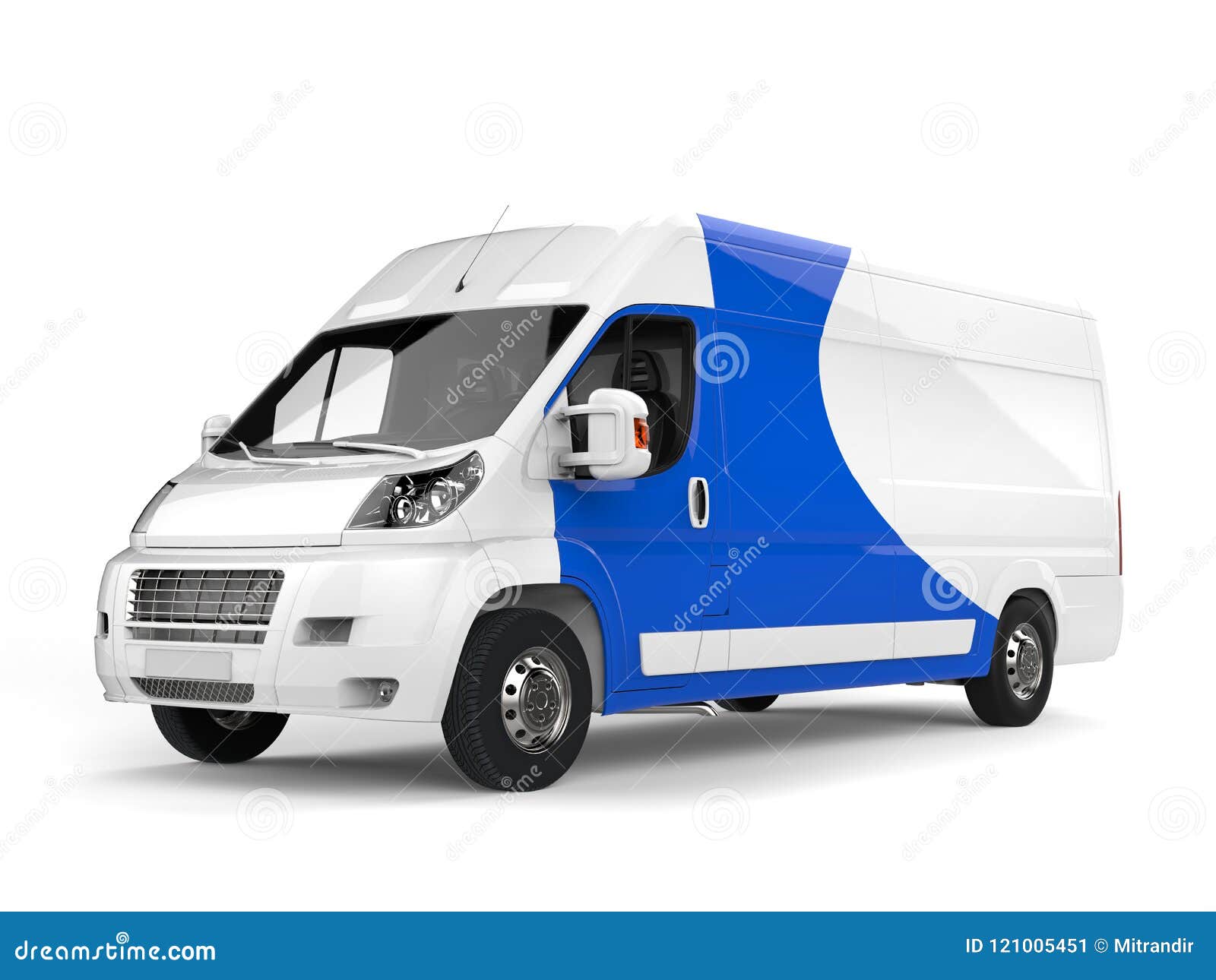 White Delivery Van with Blue Details Stock Illustration - Illustration ...
