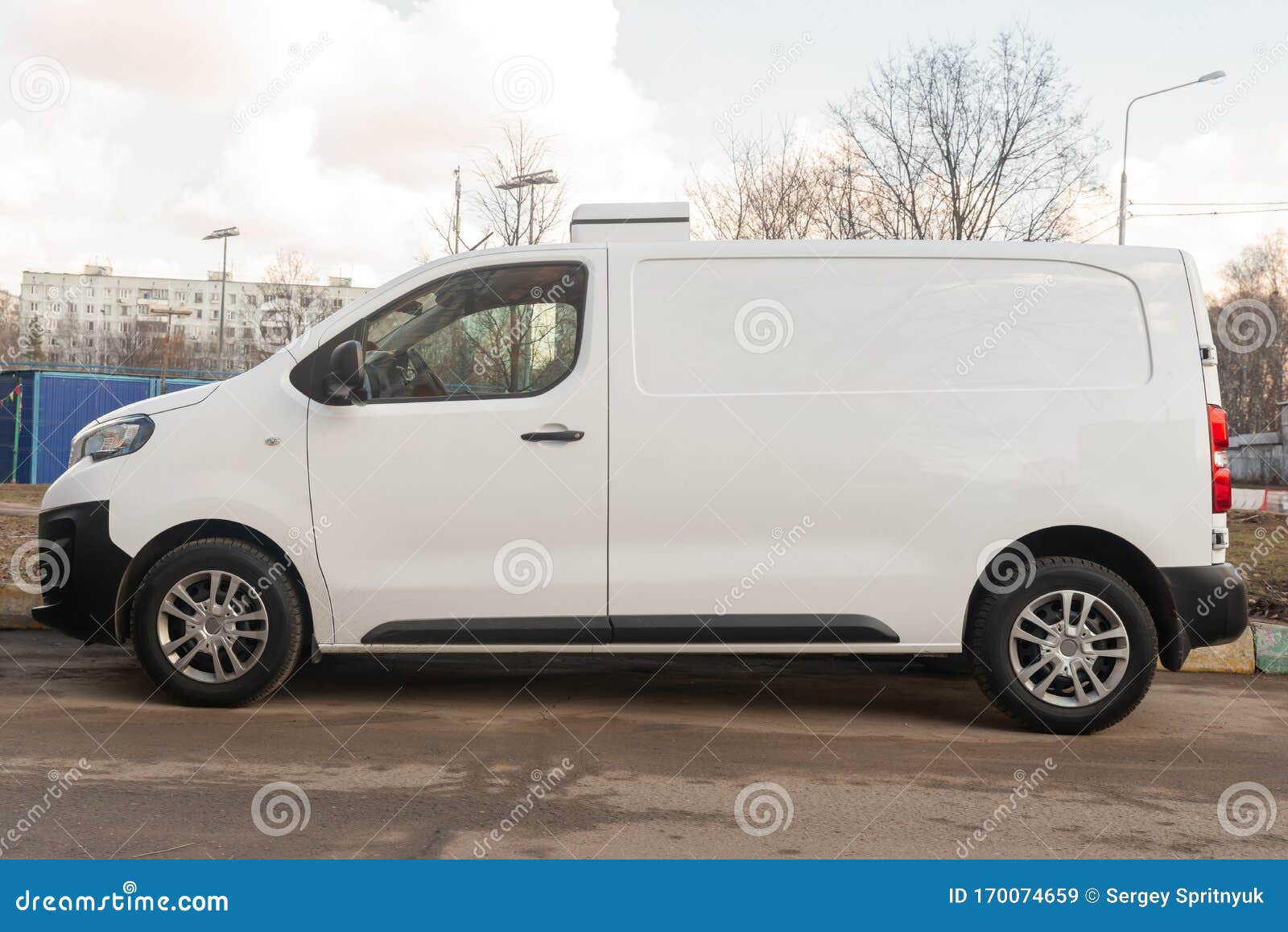 White Delivery Van for Goods Transportation Stock Image - Image of ...