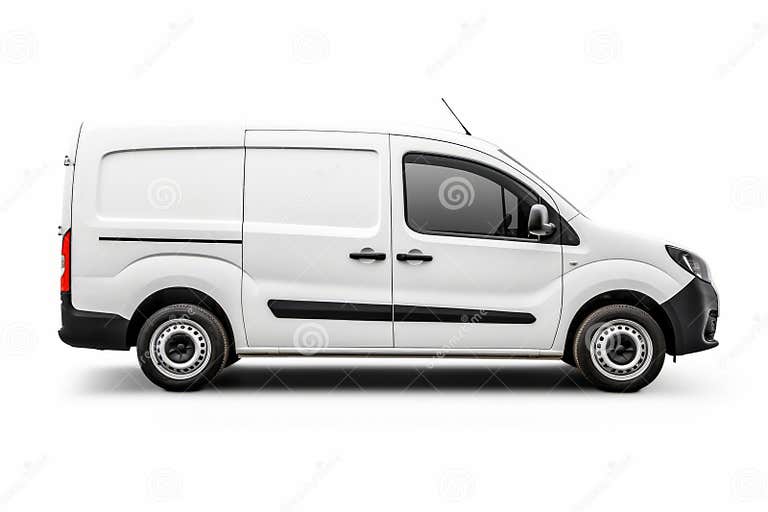 White Delivery Van Isolated on White Background. Side View Stock Image ...