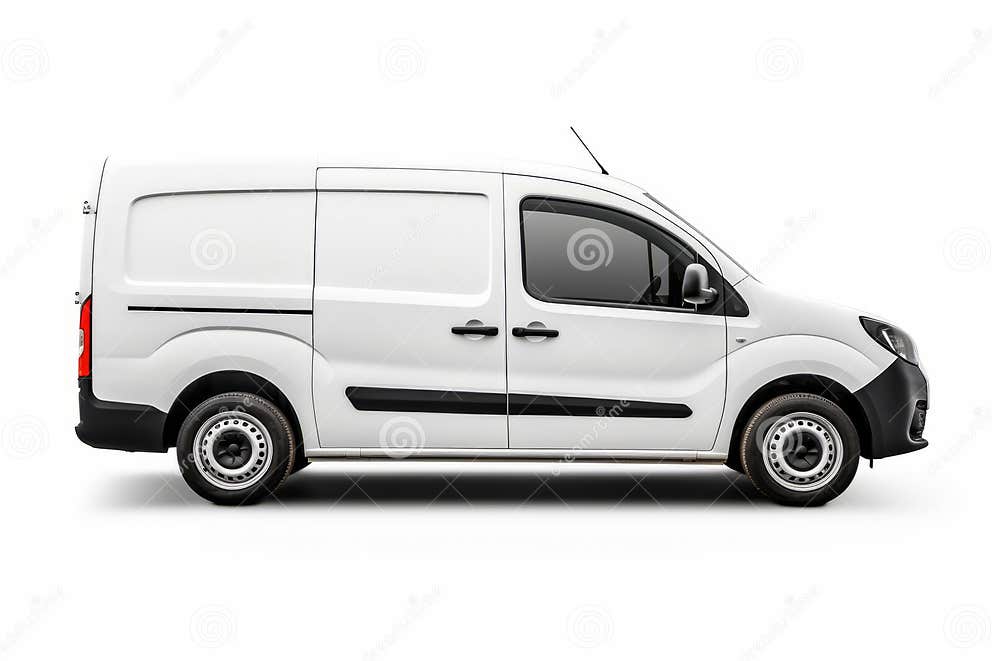 White Delivery Van Isolated on White Background. Side View Stock Image ...