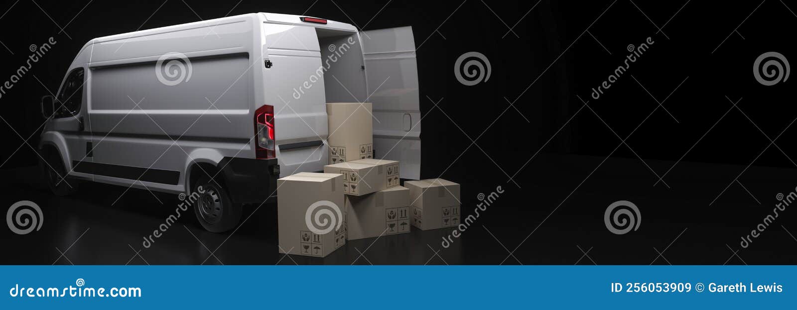 White Delivery Van with Packages 3d Render Stock Illustration ...