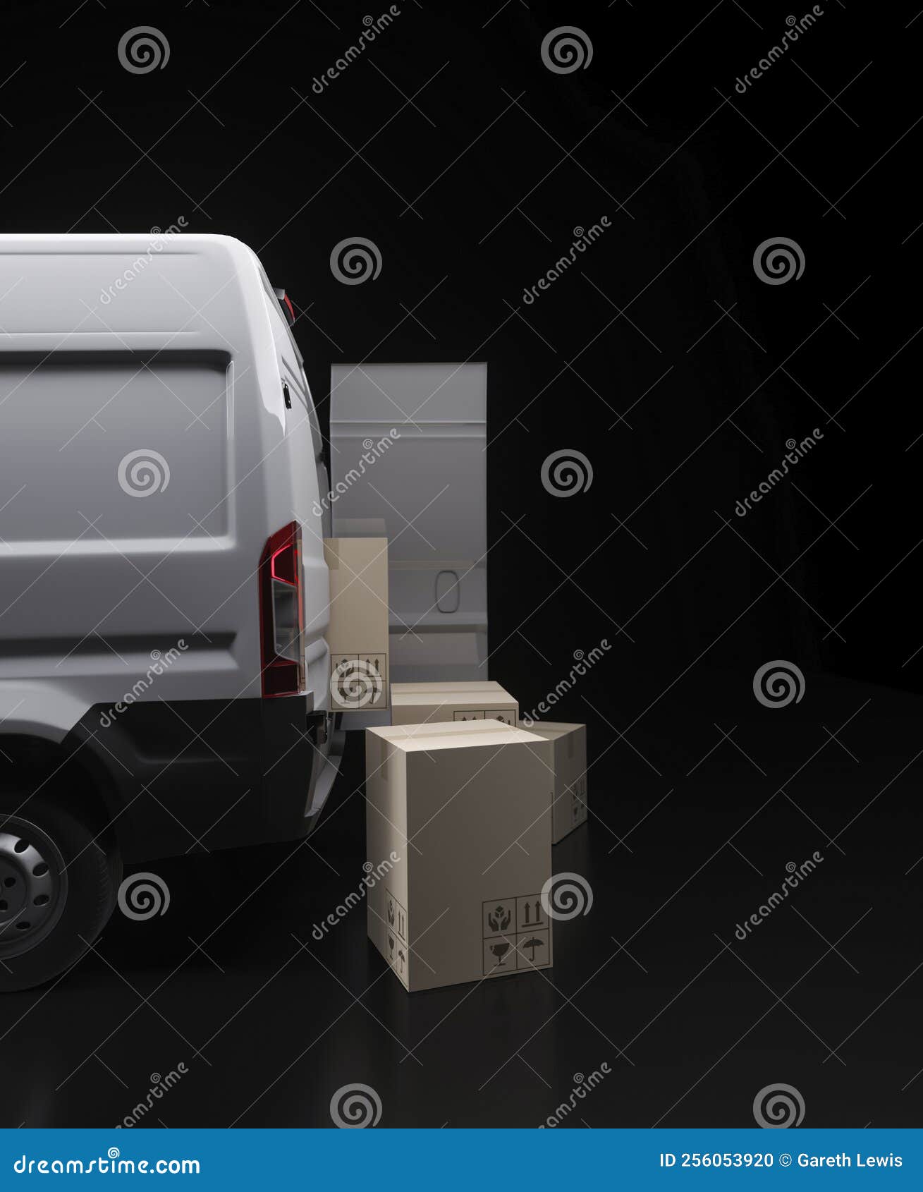 White Delivery Van with Packages 3d Render Stock Illustration ...