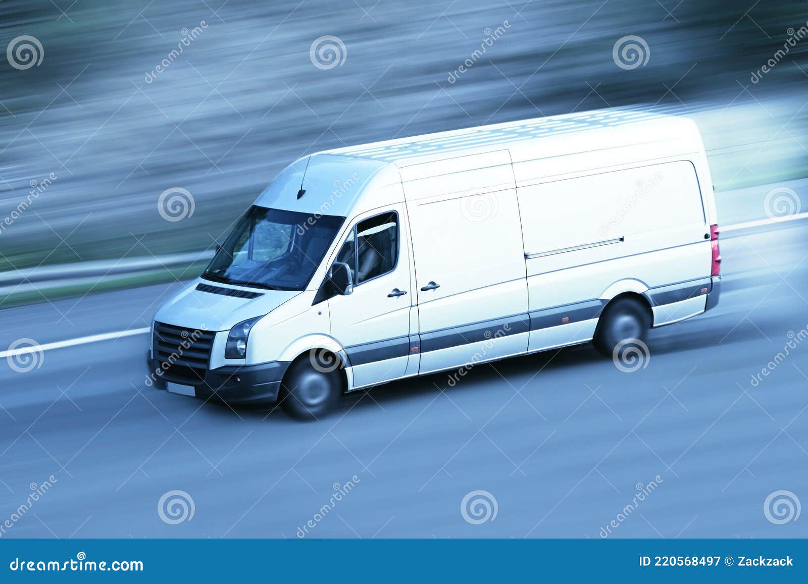 White delivery van on road stock image. Image of driving - 220568497