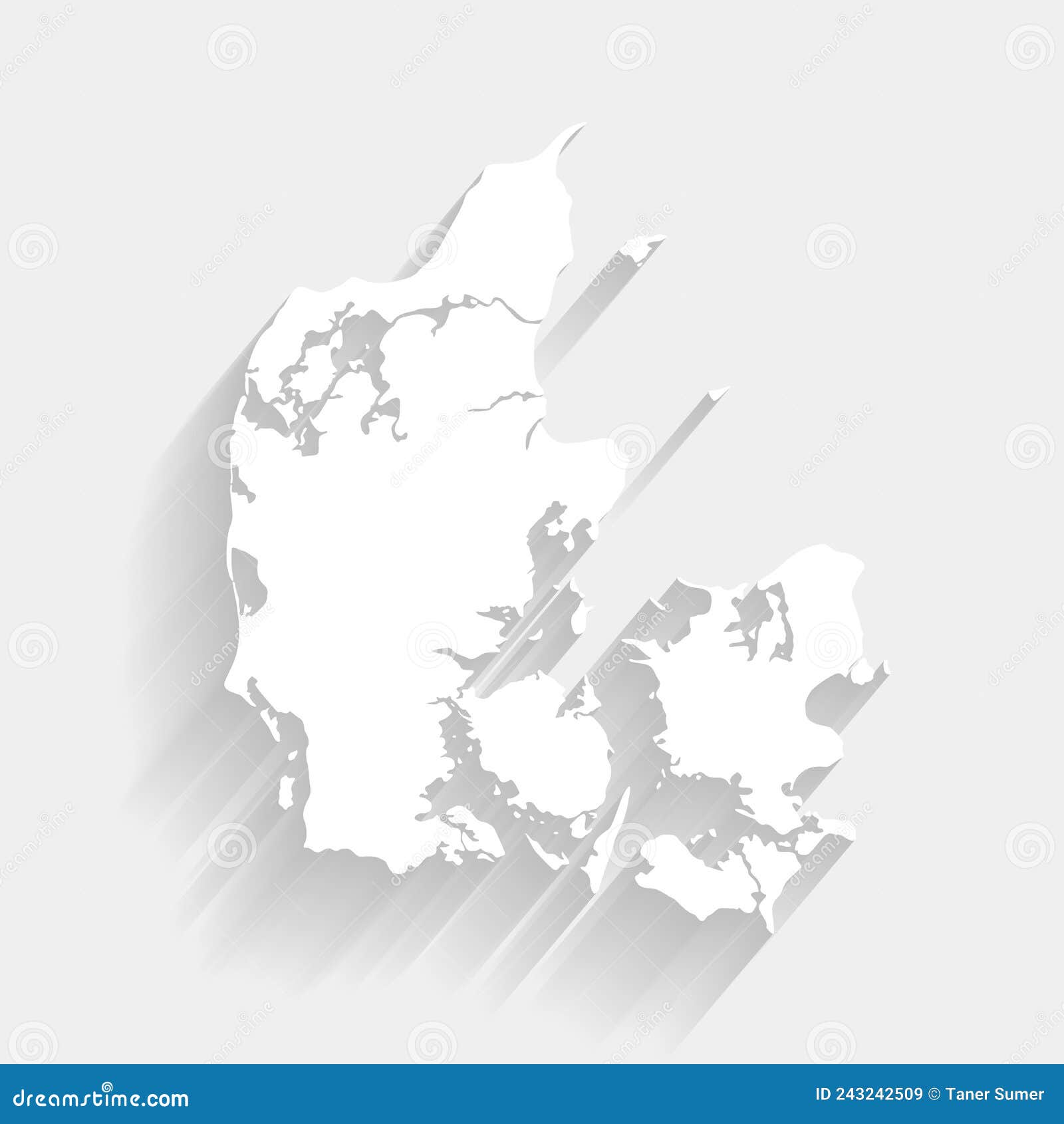 White Map Of Denmark On Gray Background Cartoon Vector | CartoonDealer ...