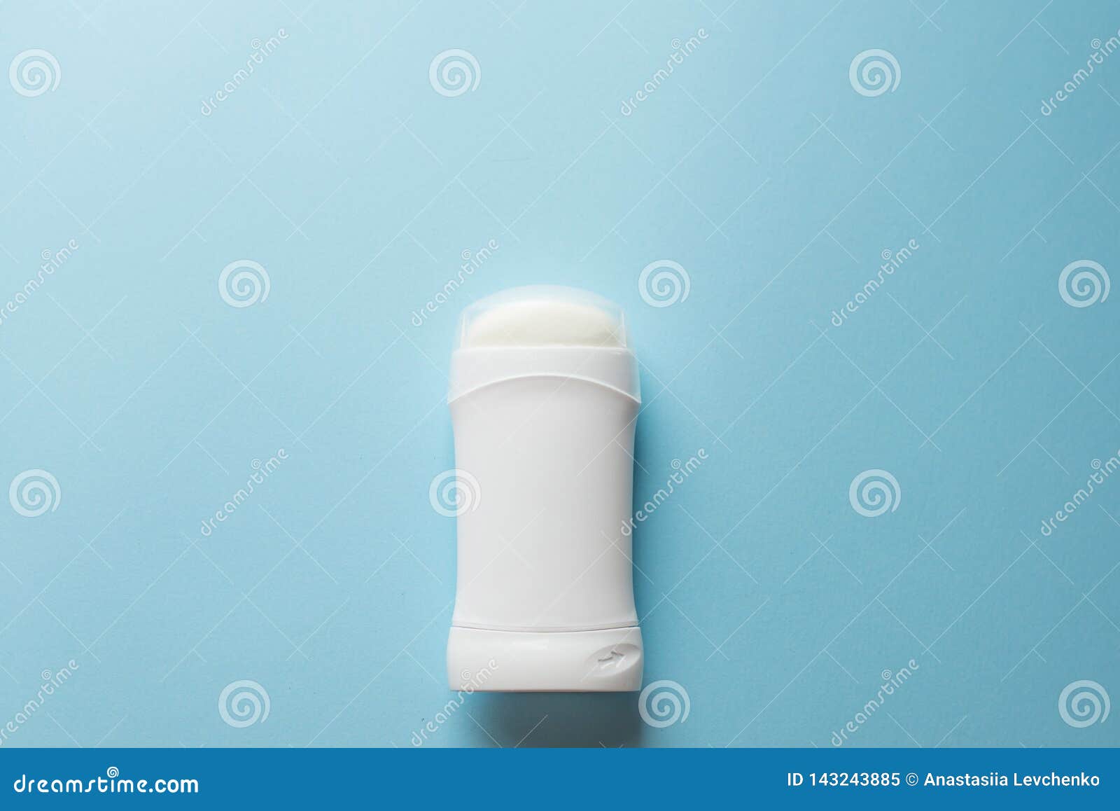 White Deodorant on Blue Background. Bath Concept. Place for Text Stock ...