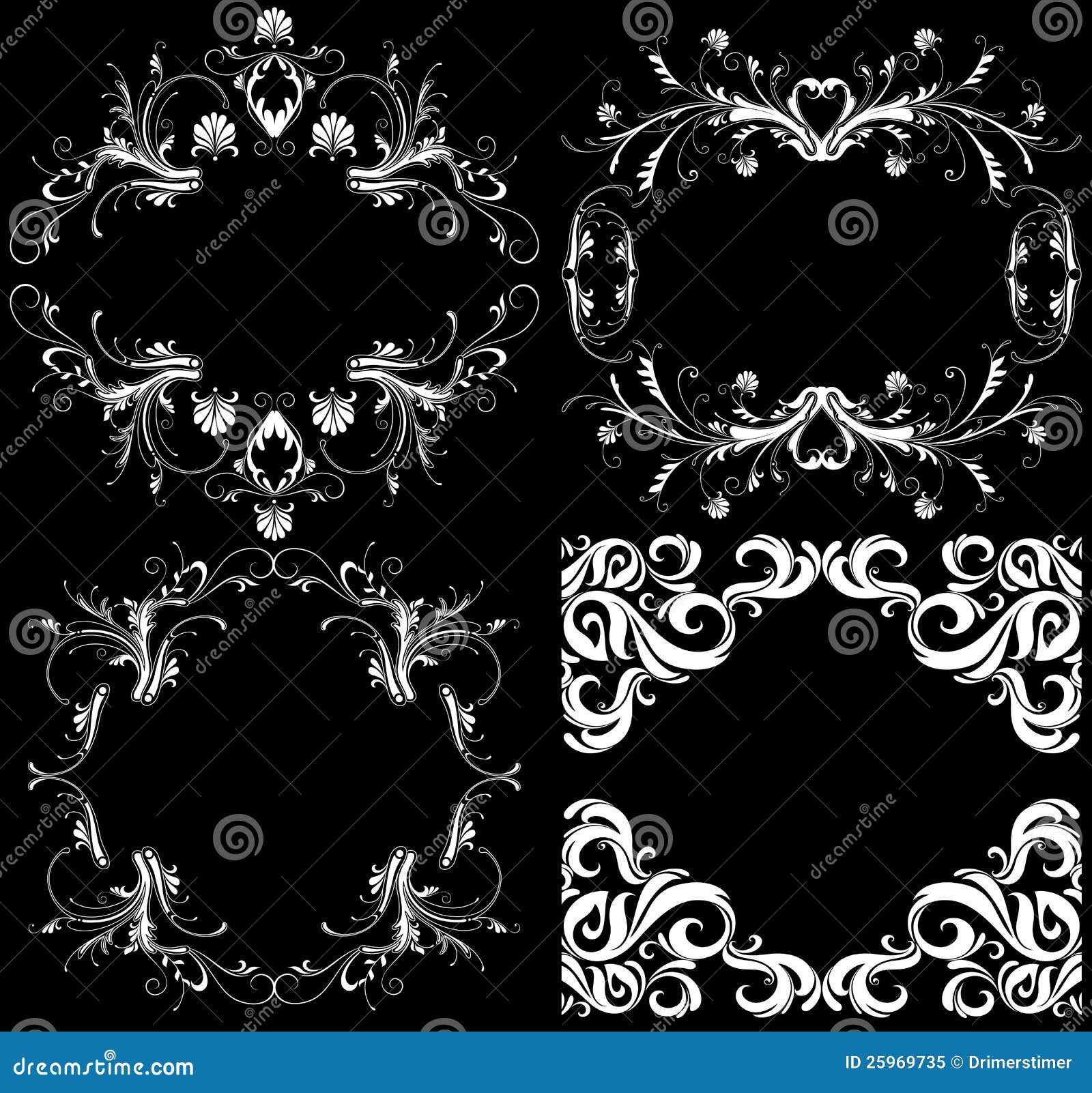 White Design Elements on a Black Background Stock Illustration ...