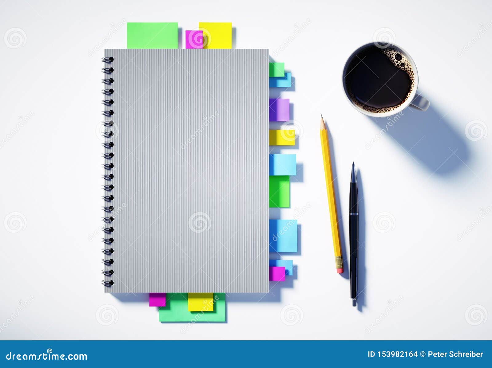 Top View of a White Desktop with Organizer and Office Accesoires Stock ...