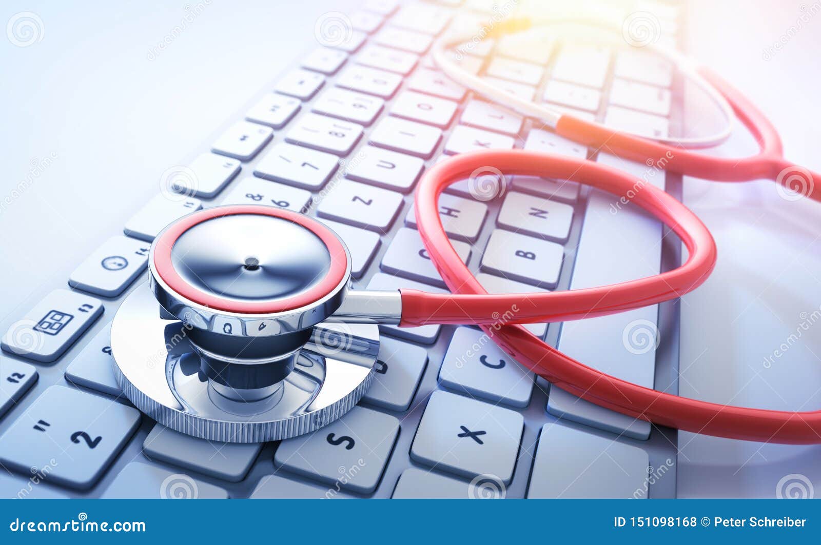 Stethoscope on a Computer Keyboard Stock Illustration - Illustration of ...