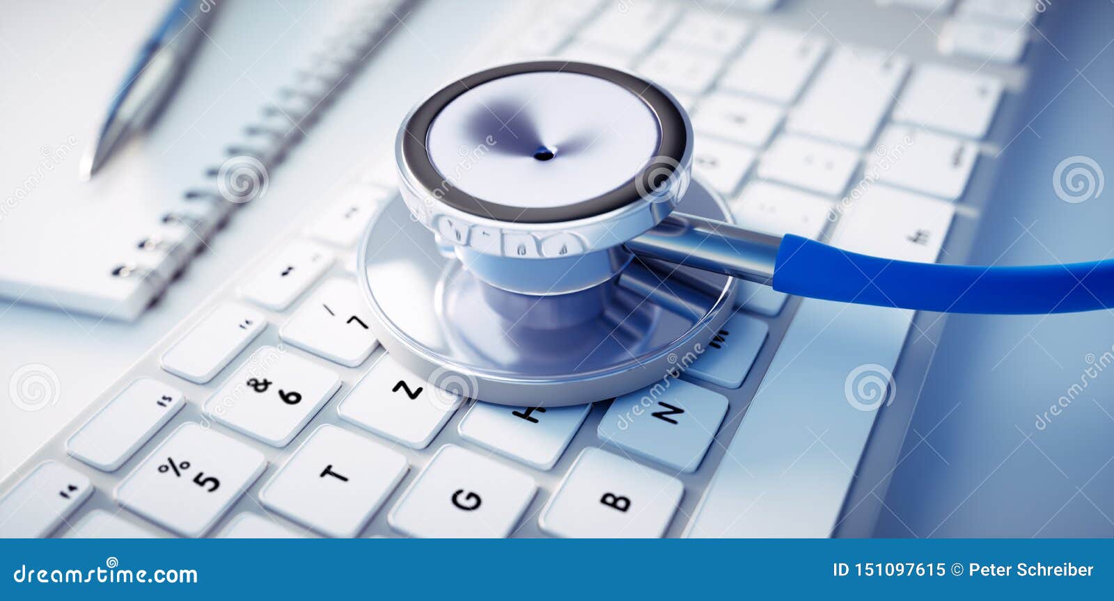 Stethoscope on a Computer Keyboard Stock Illustration - Illustration of ...