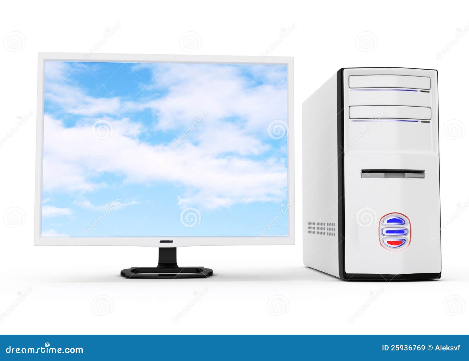 White desktop computer stock illustration. Illustration of computer ...