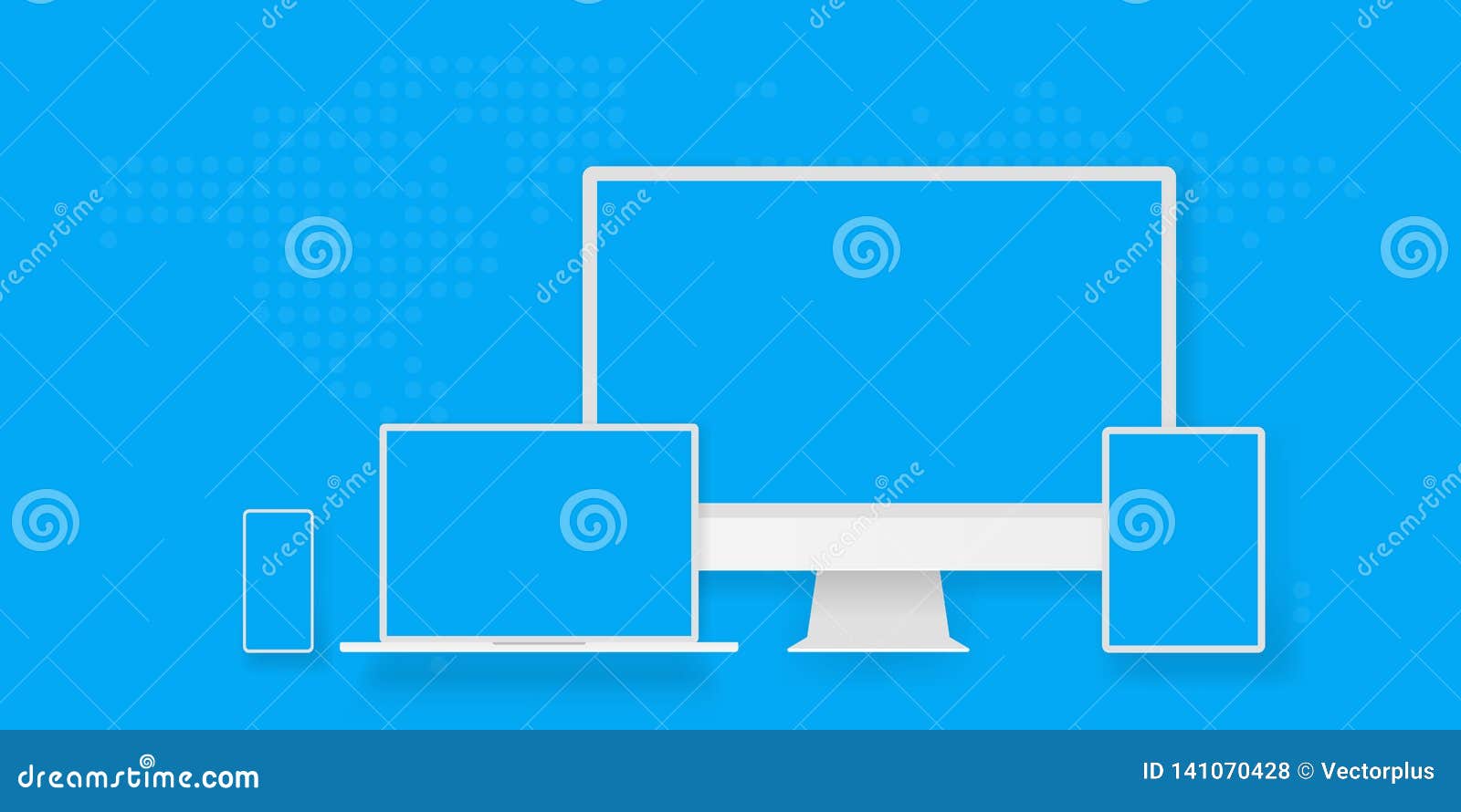 White Desktop Computer Display Screen Smartphone Tablet Portable ...