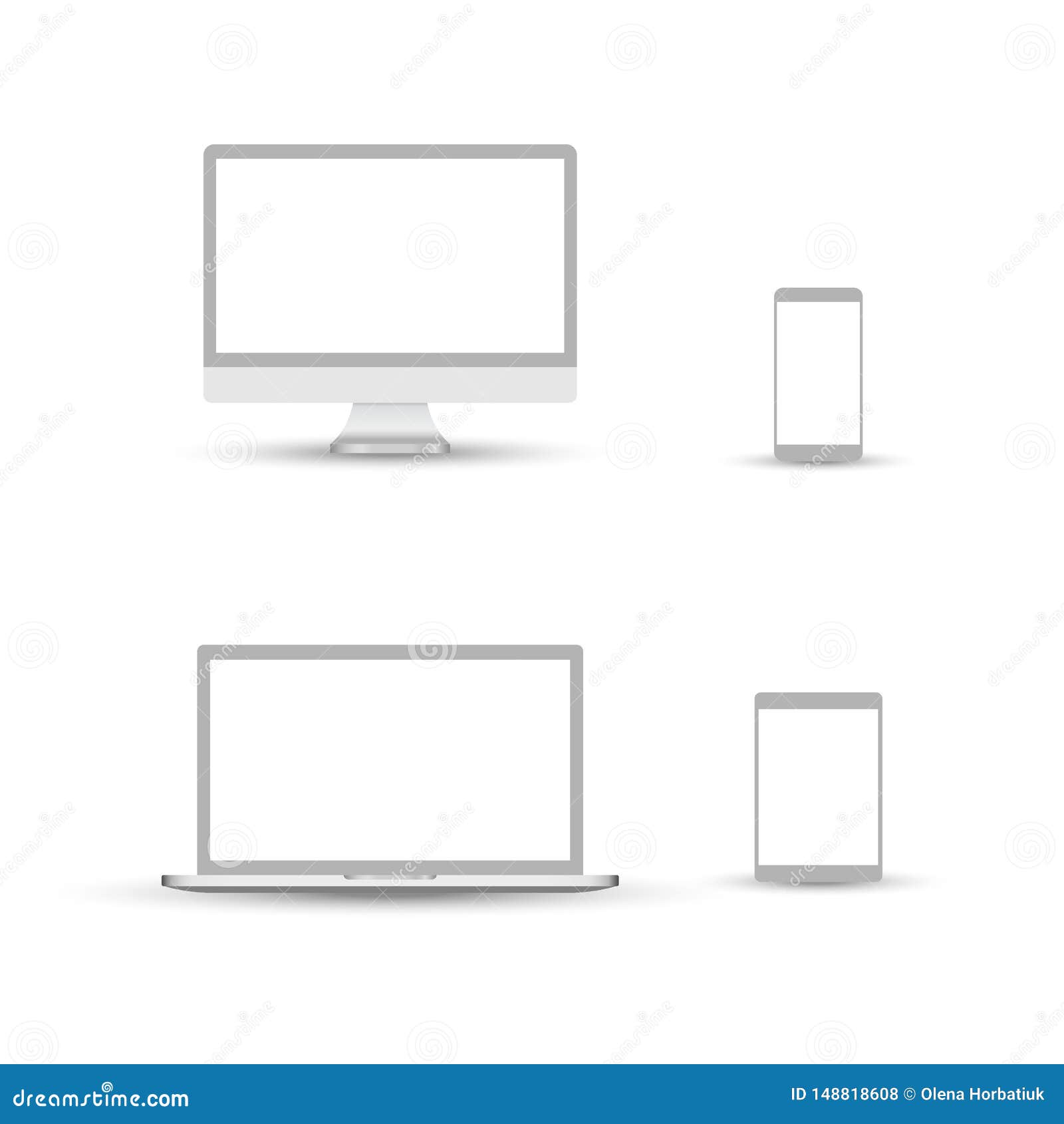 White Desktop Computer Display Screen Smartphone Tablet Portable ...