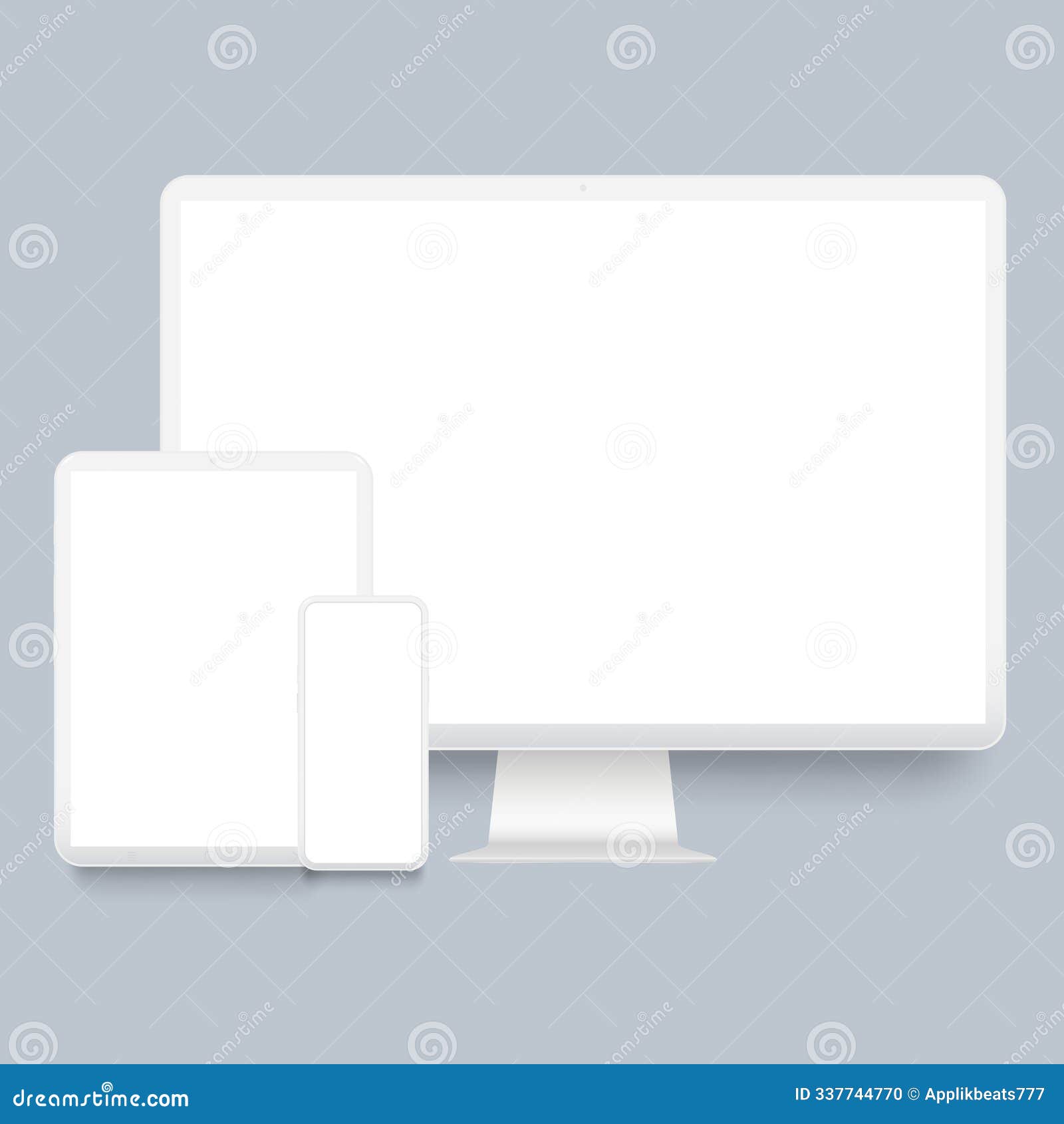 White Desktop Computer, Laptop, Smartphone, Tablet Clay Mockup Stock ...