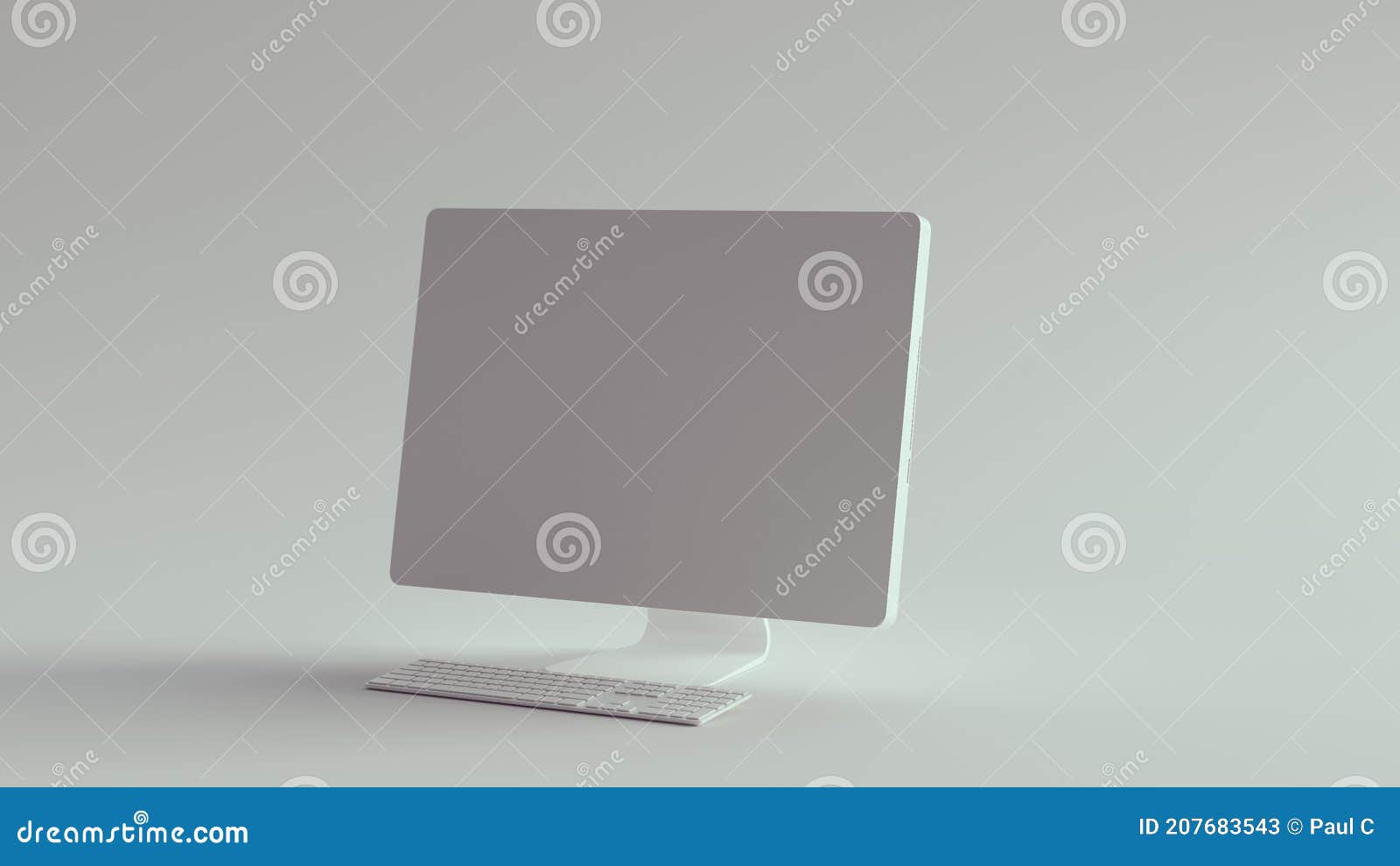 White Desktop Computer and Slim Keyboard Stock Illustration ...