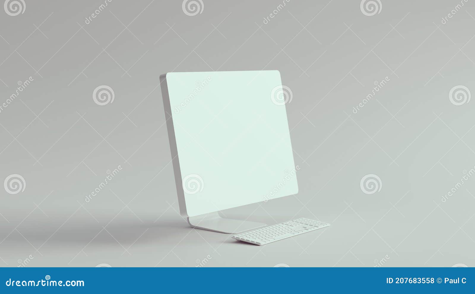 White Desktop Computer and Slim Keyboard Stock Illustration ...