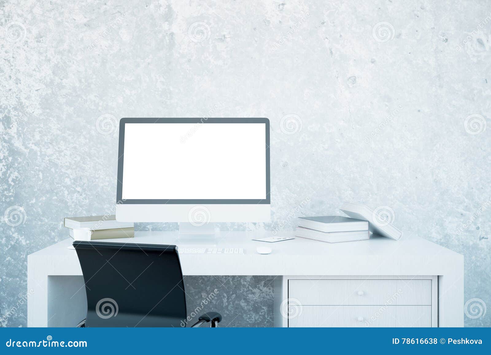 White Desktop with Empty Computer Stock Illustration - Illustration of ...
