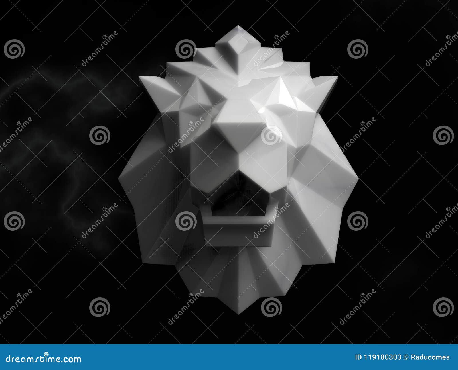White Detailed Low Poly Lion Head Royalty-Free Cartoon | CartoonDealer ...