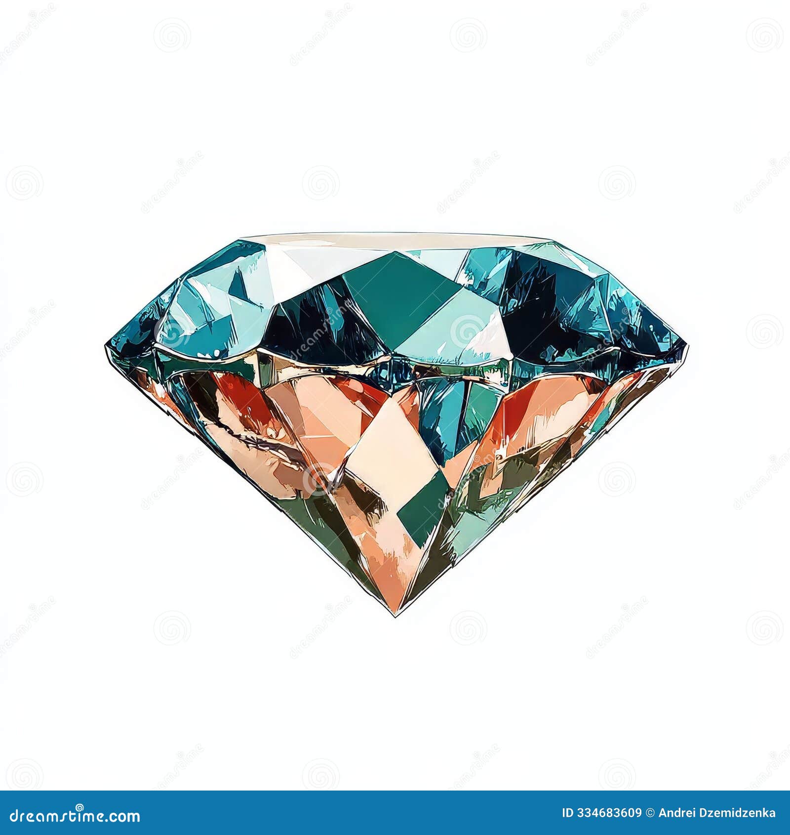 A White Diamond with a Realistic Top View. Modern Illustration Stock ...