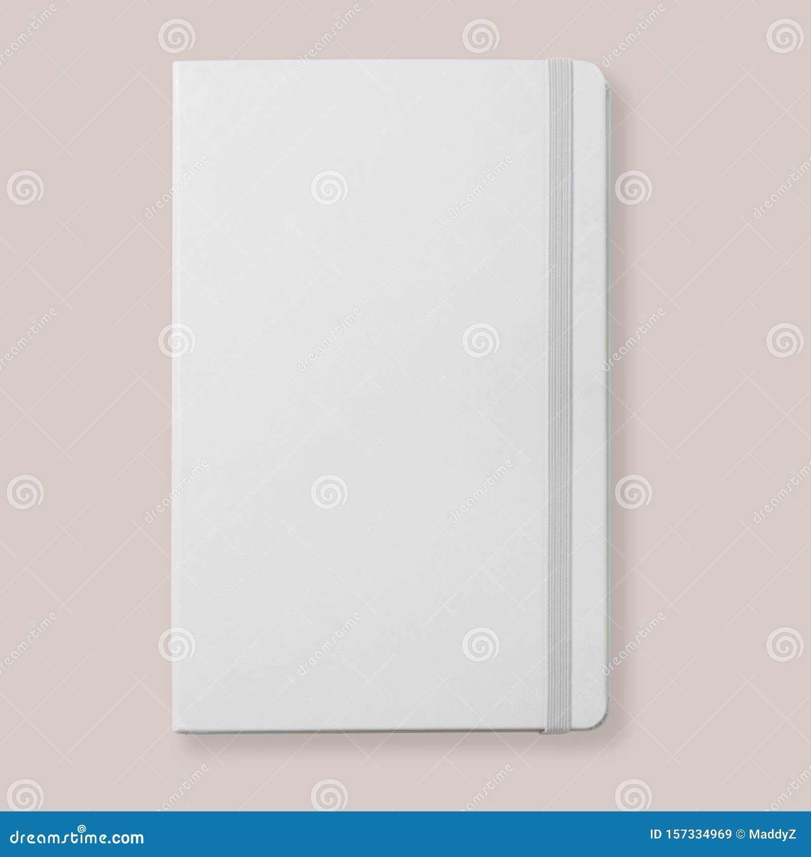 White Diary, Notebook with Rubber Band, Top View Flat Lay, Mock-up for ...