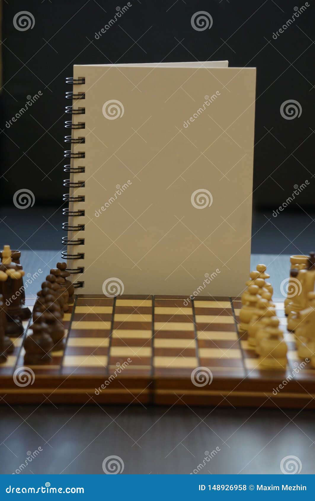 White diary on chess board stock photo. Image of analysis - 148926958