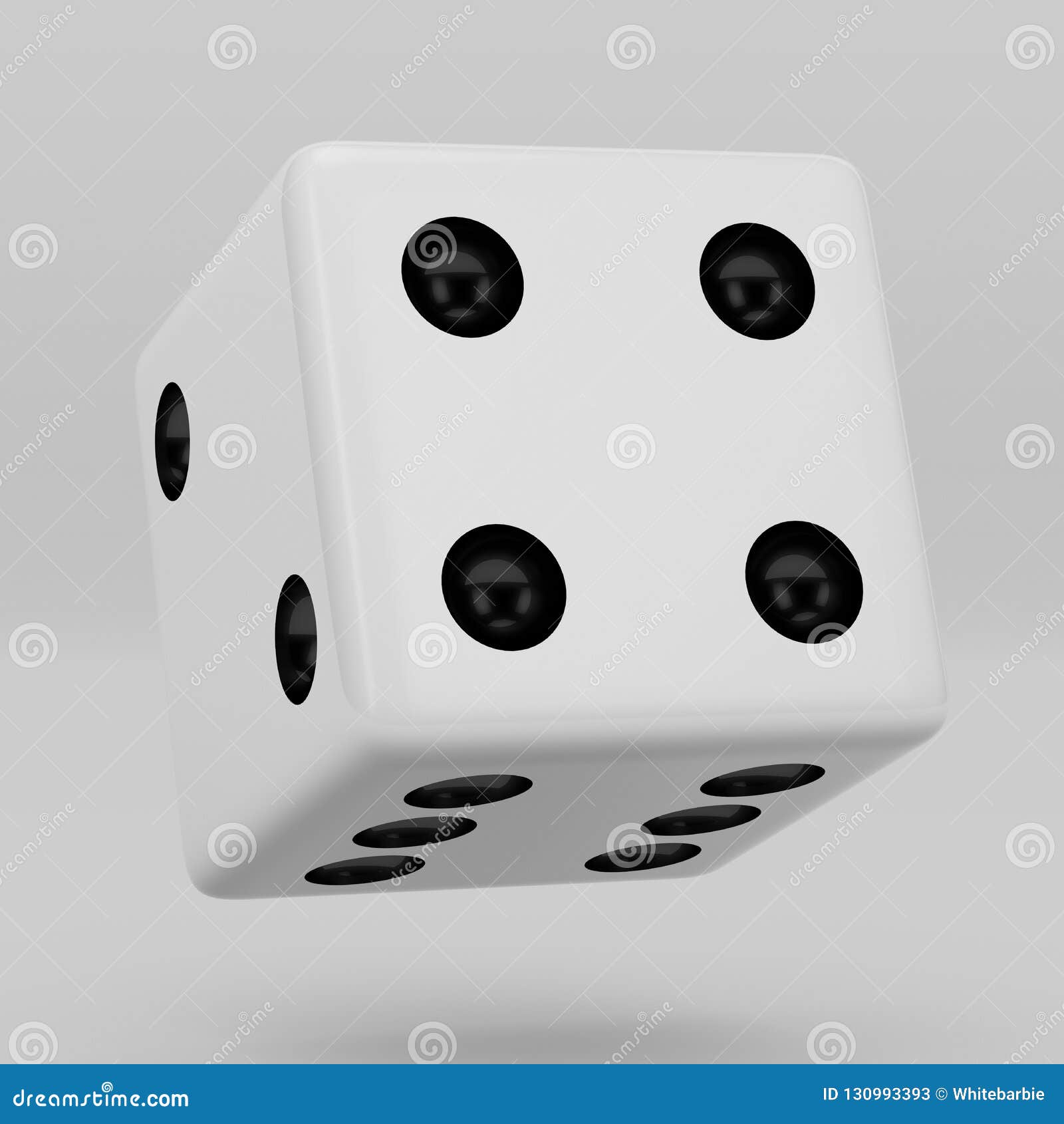 White Dice with Black Dots Hanging in Half Turn Showing Number 4 ...