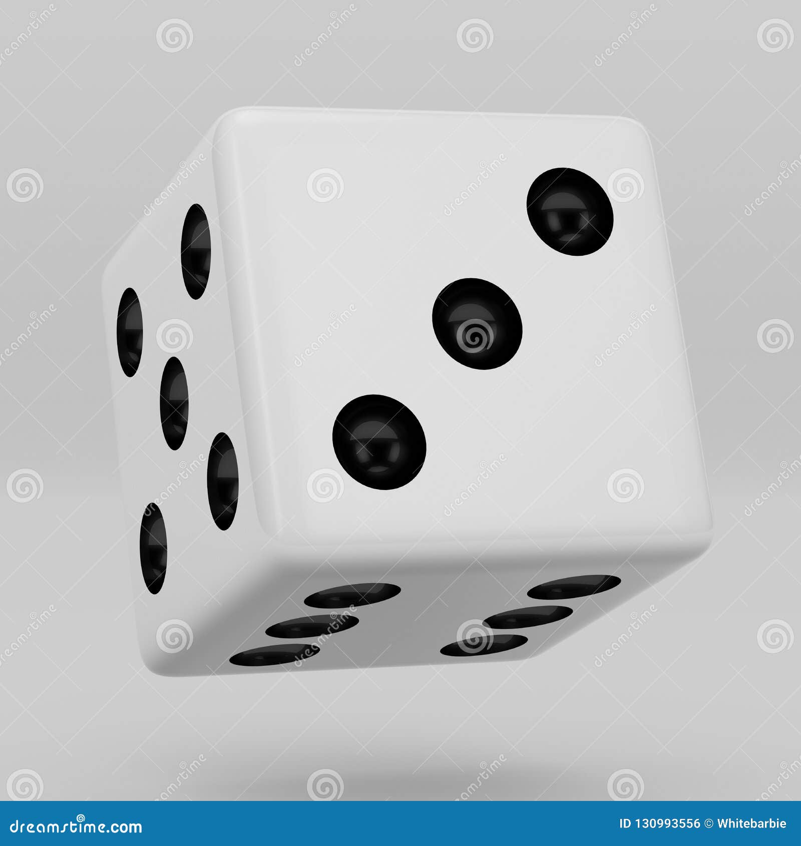 White Dice with Black Dots Hanging in Half Turn Showing Number 3 ...