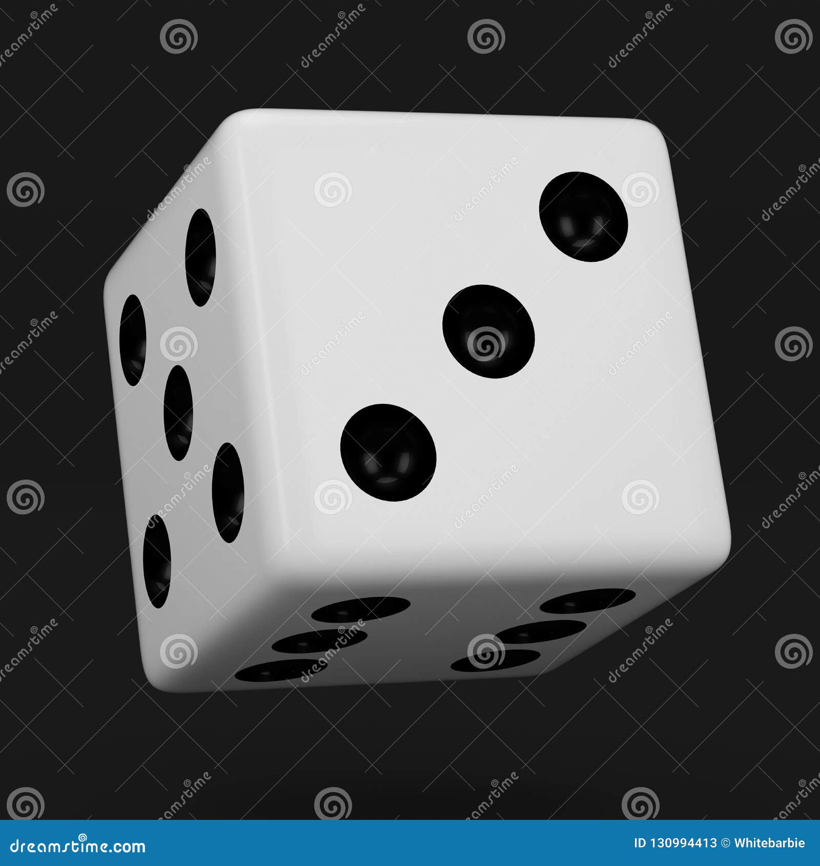White Dice with Black Dots Hanging in Half Turn Showing Number 3 ...