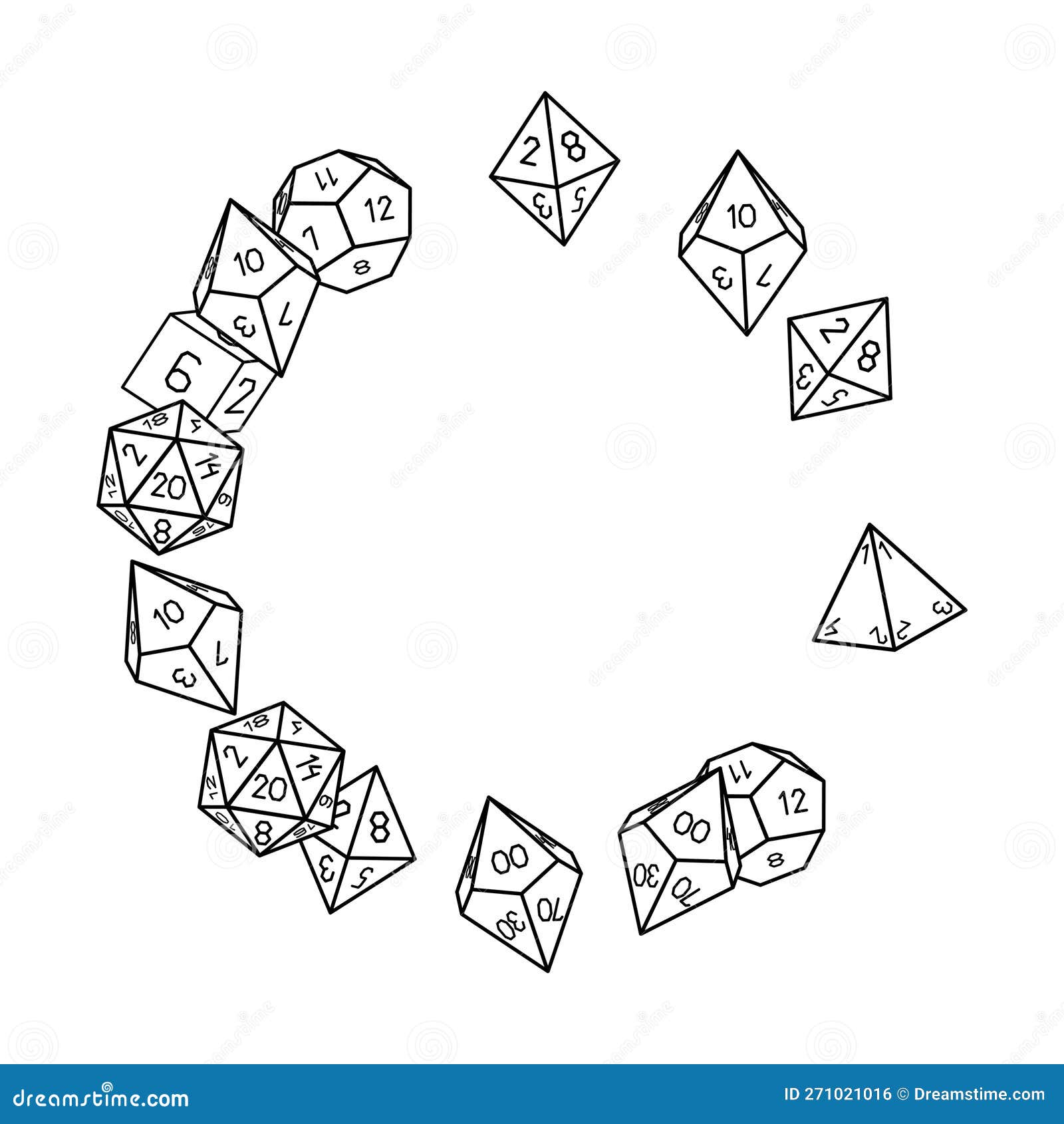 White Dice Frame in Round Shape Hand Drawn Vector Stock Vector ...