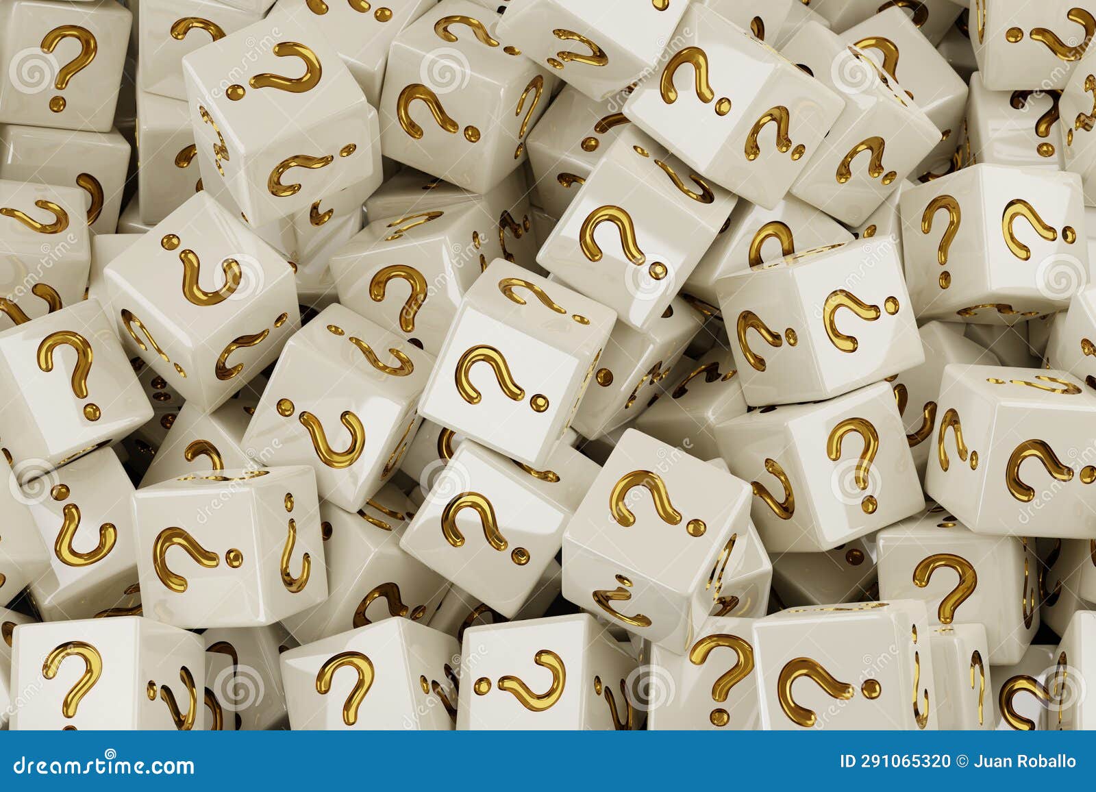 White Dice with Golden Question Marks on Their Faces Background. 3d ...