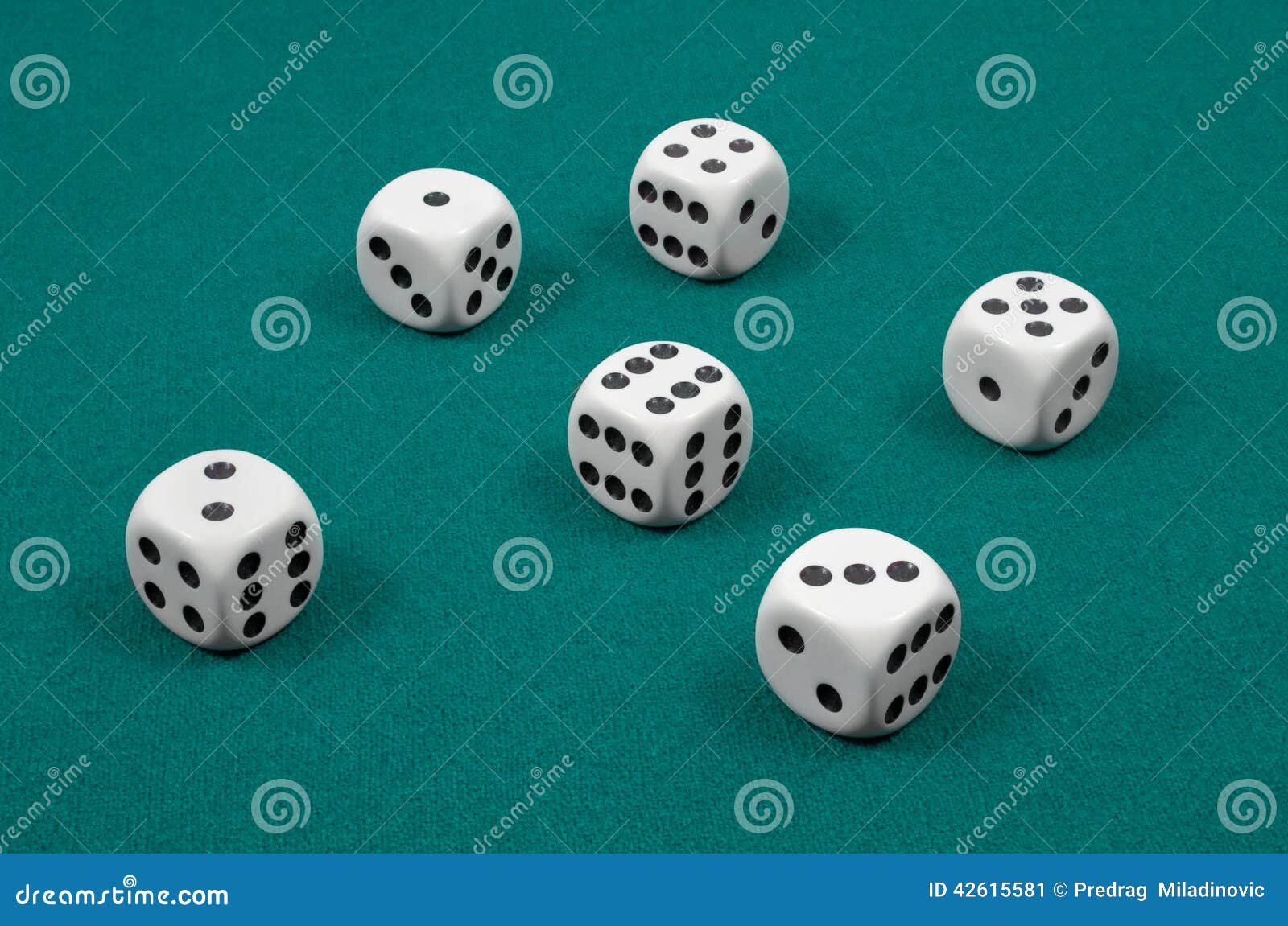 White dice on green felt stock image. Image of play, dice - 42615581