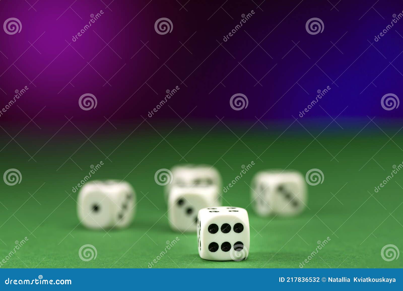 White Dice on Green Felt Table Close Up Stock Photo - Image of money ...