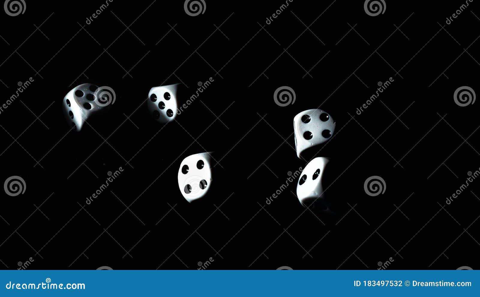 White Dice In Motion On A Black Background. Stock Photo | CartoonDealer ...
