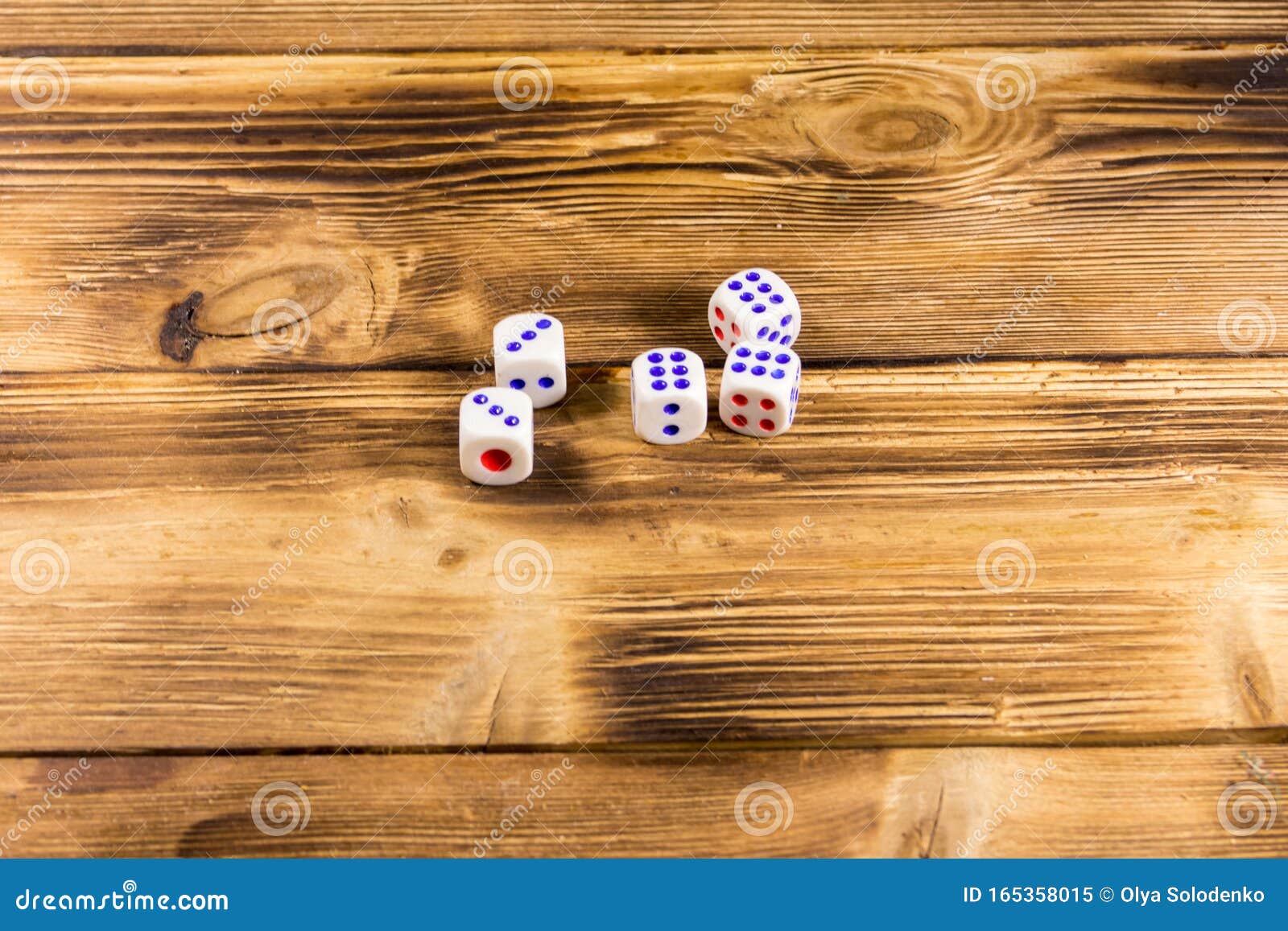 White Dice on Wooden Table. Game of Chance Concept Stock Image - Image ...