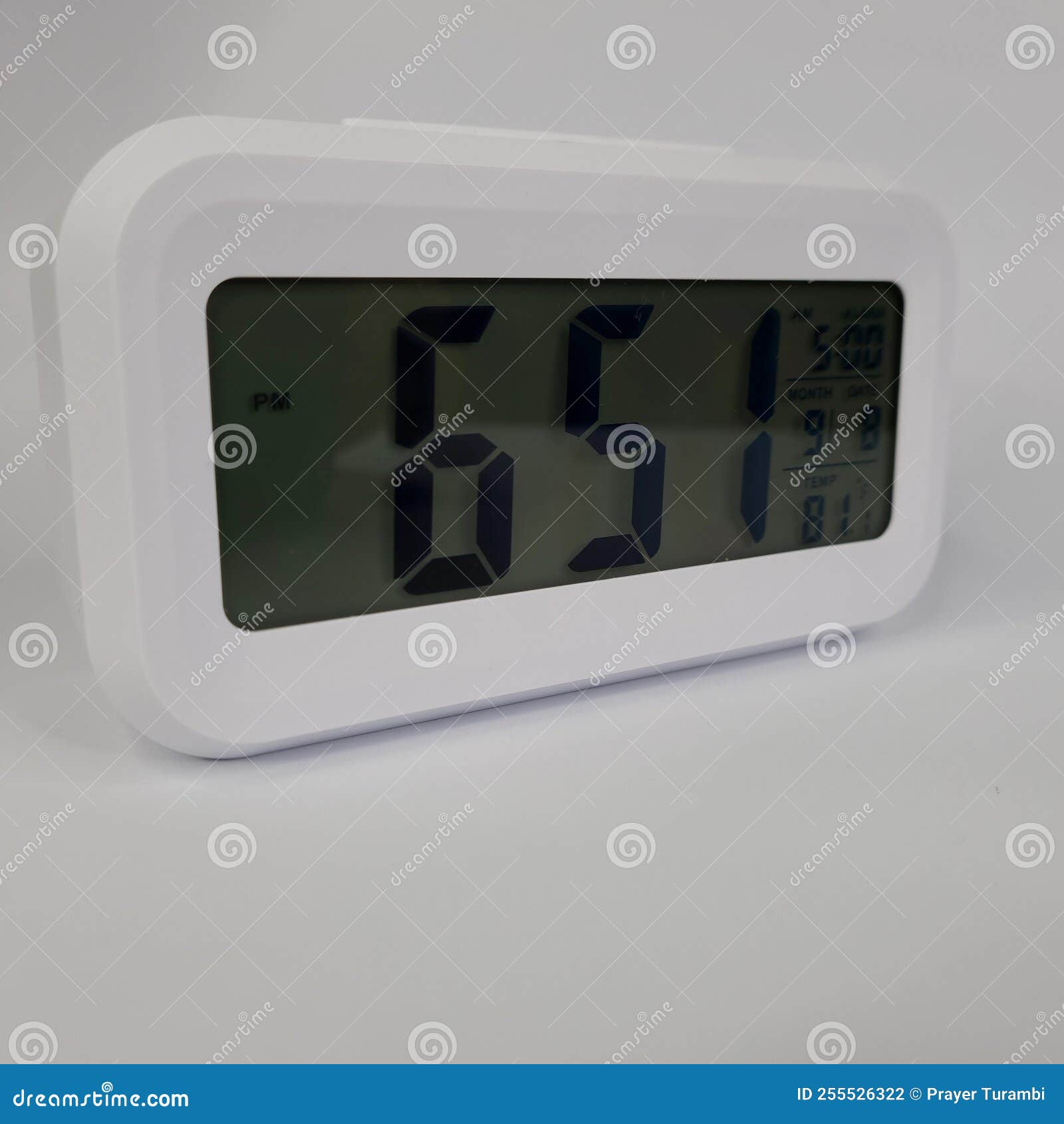 White Digital Alarm Clock on White Background Stock Photo - Image of ...
