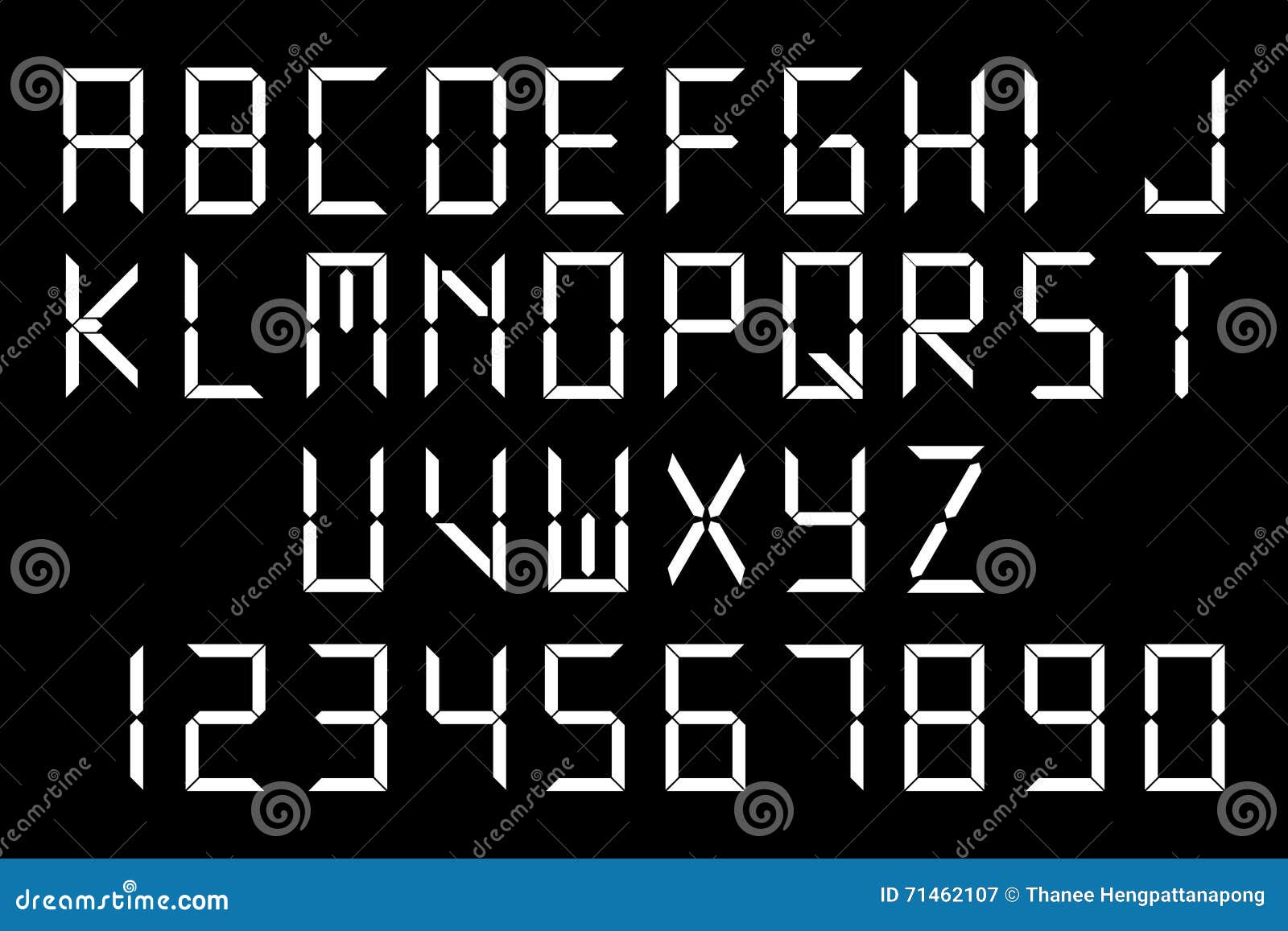 White digital font stock vector. Illustration of black - 71462107