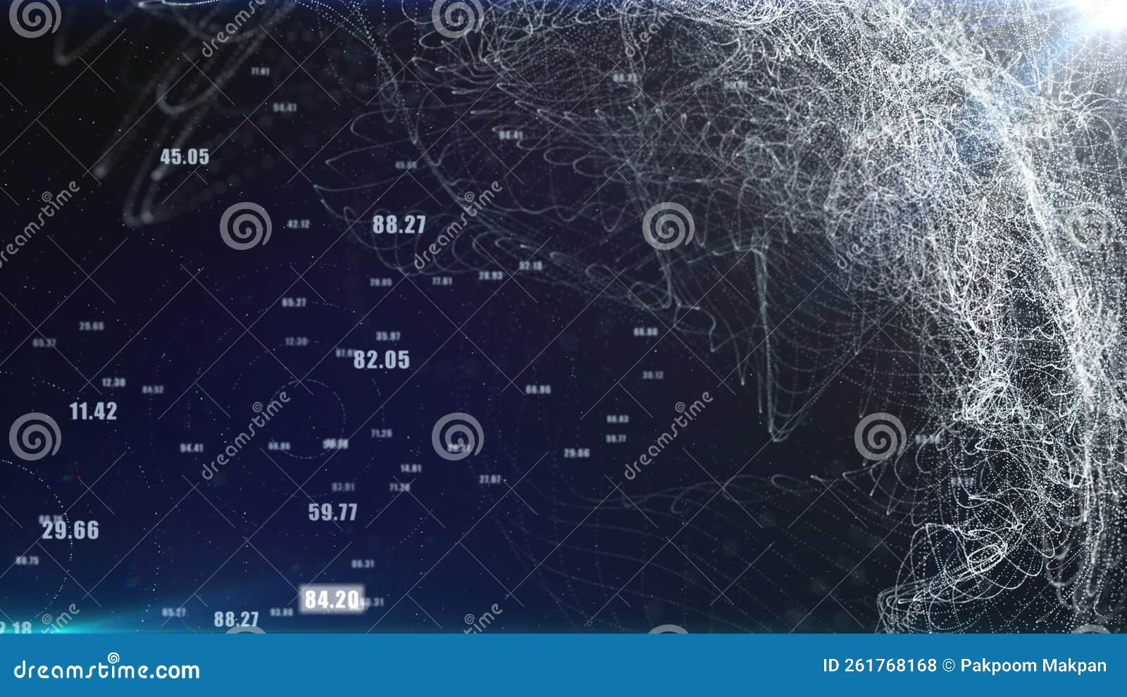 White Digital Futuristic Wireframe Twist Flowing with Random Number ...