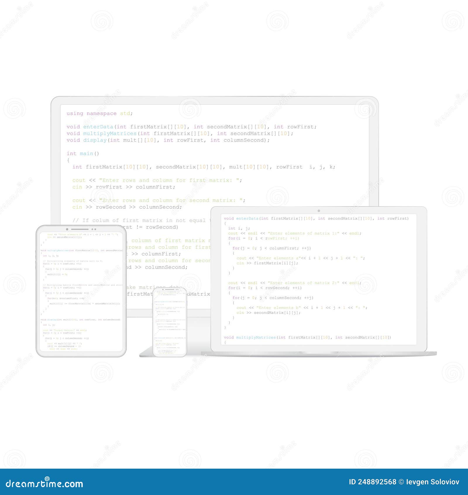 White Digital Gadgets Programming Example Stock Vector - Illustration ...