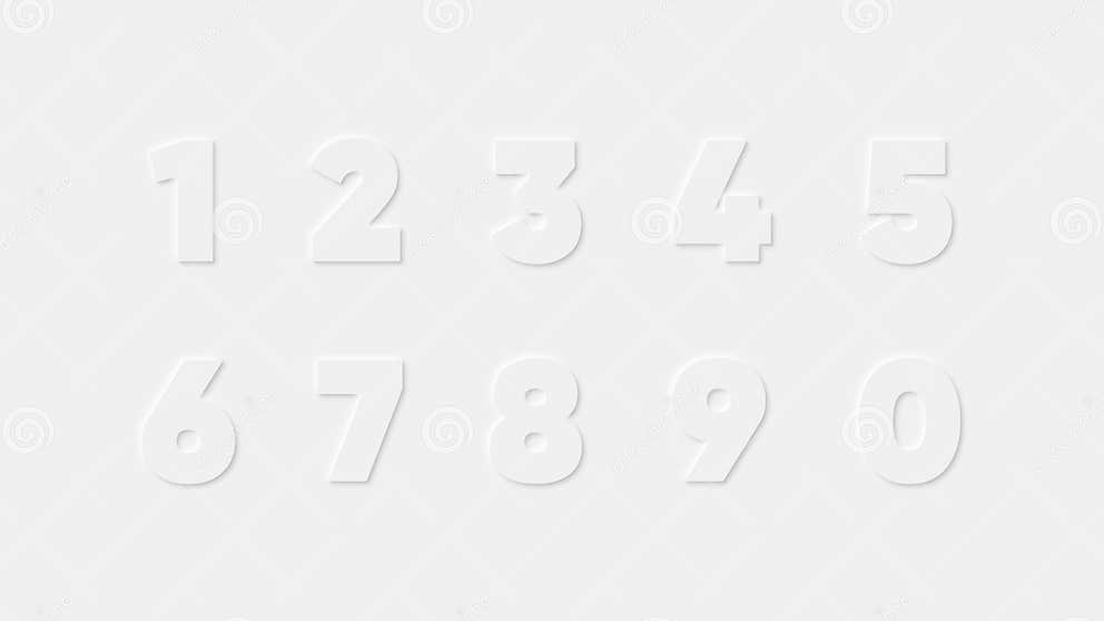 White Digital Set or Row on a Plane in Volume on a White Background ...