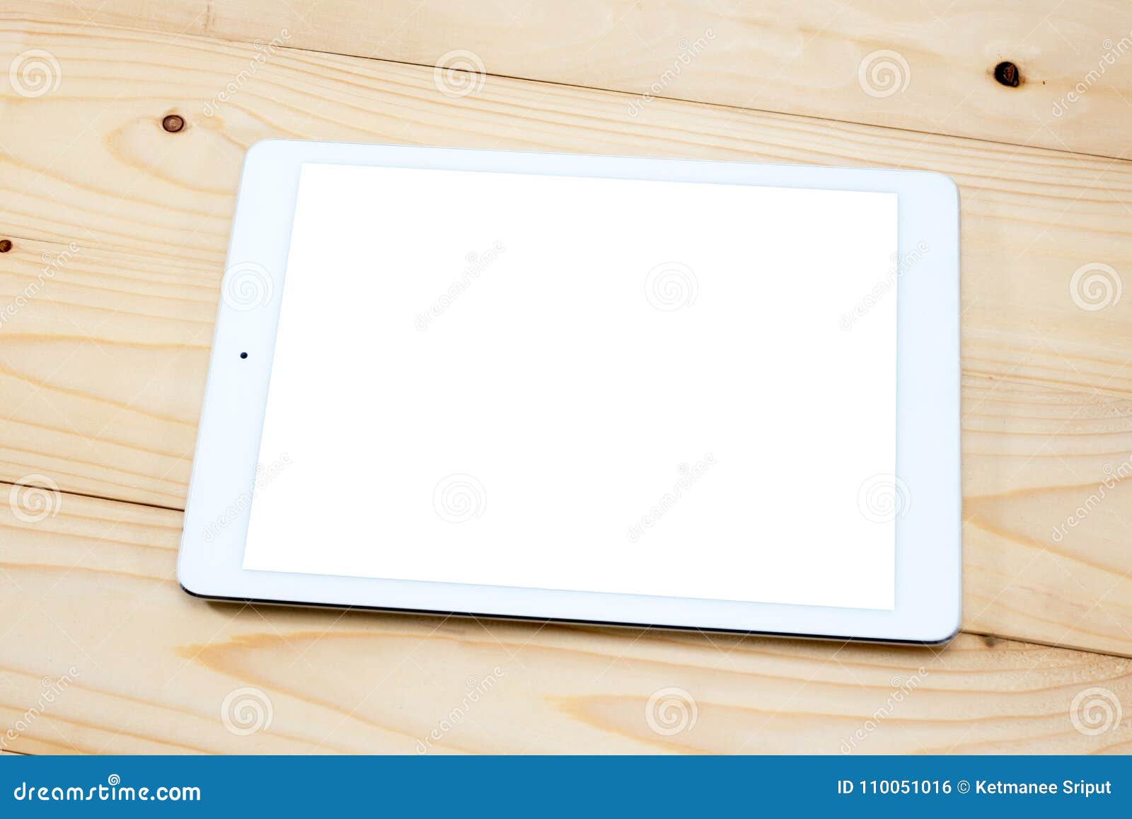 White Digital Tablet on Wooden Table Stock Photo - Image of document ...